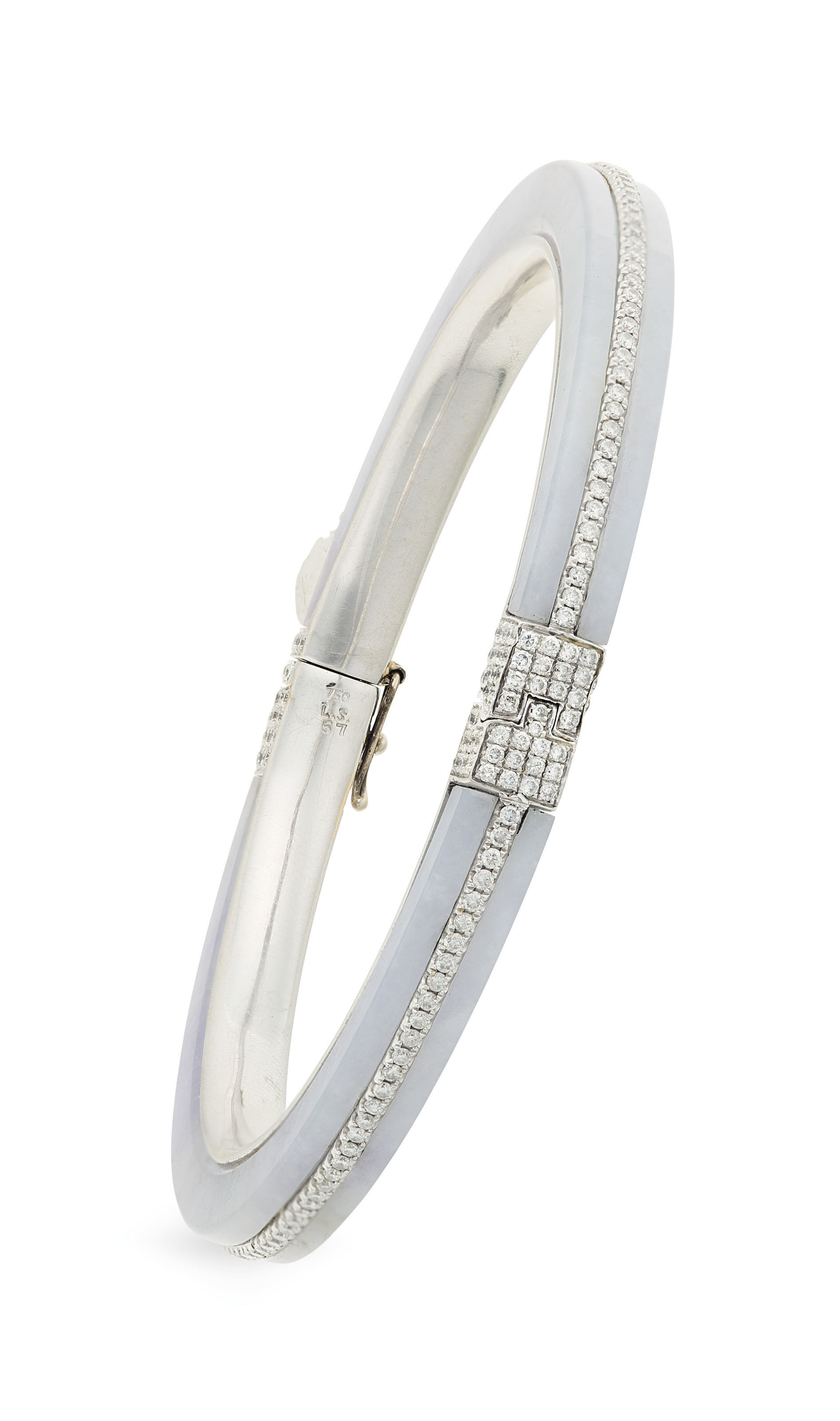 THREE JADE AND DIAMOND BANGLE BRACELETS, LORRAINE SCHWARTZ