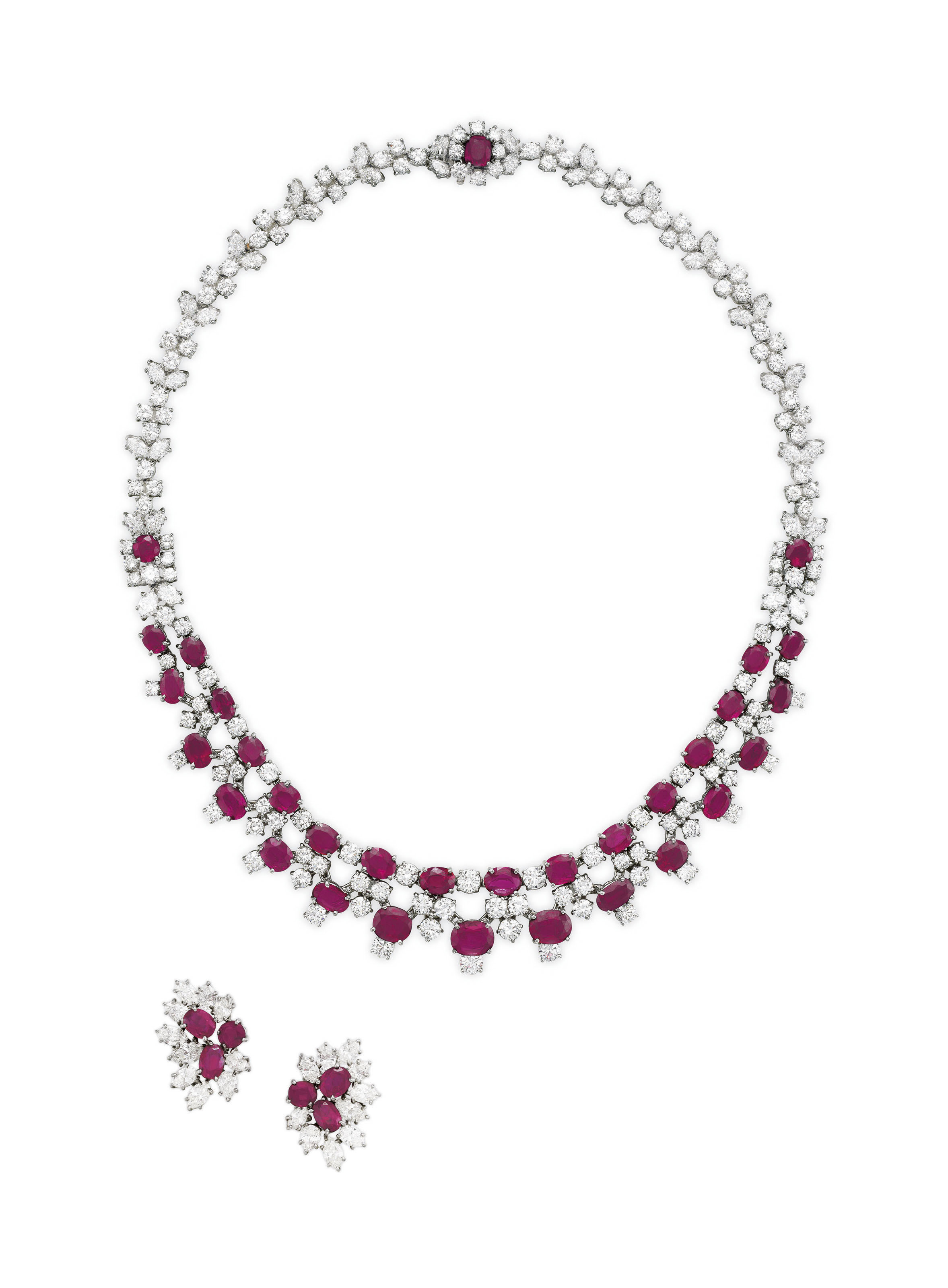 SET OF RUBY AND DIAMOND JEWELRY, HARRY WINSTON