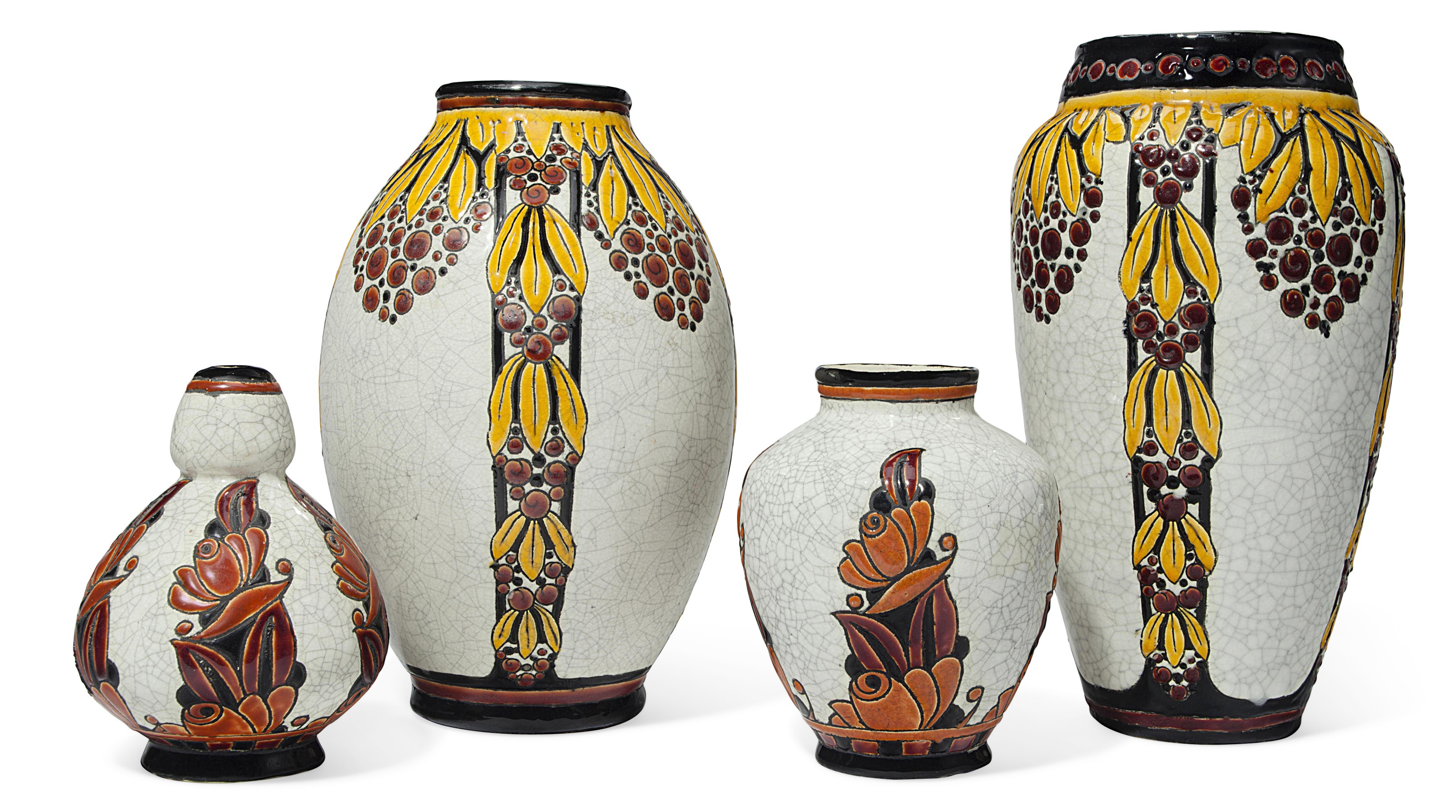 BOCH FRERES KERAMIS, FOUR VASES, FIRST HALF 20TH CENTURY | Christie’s