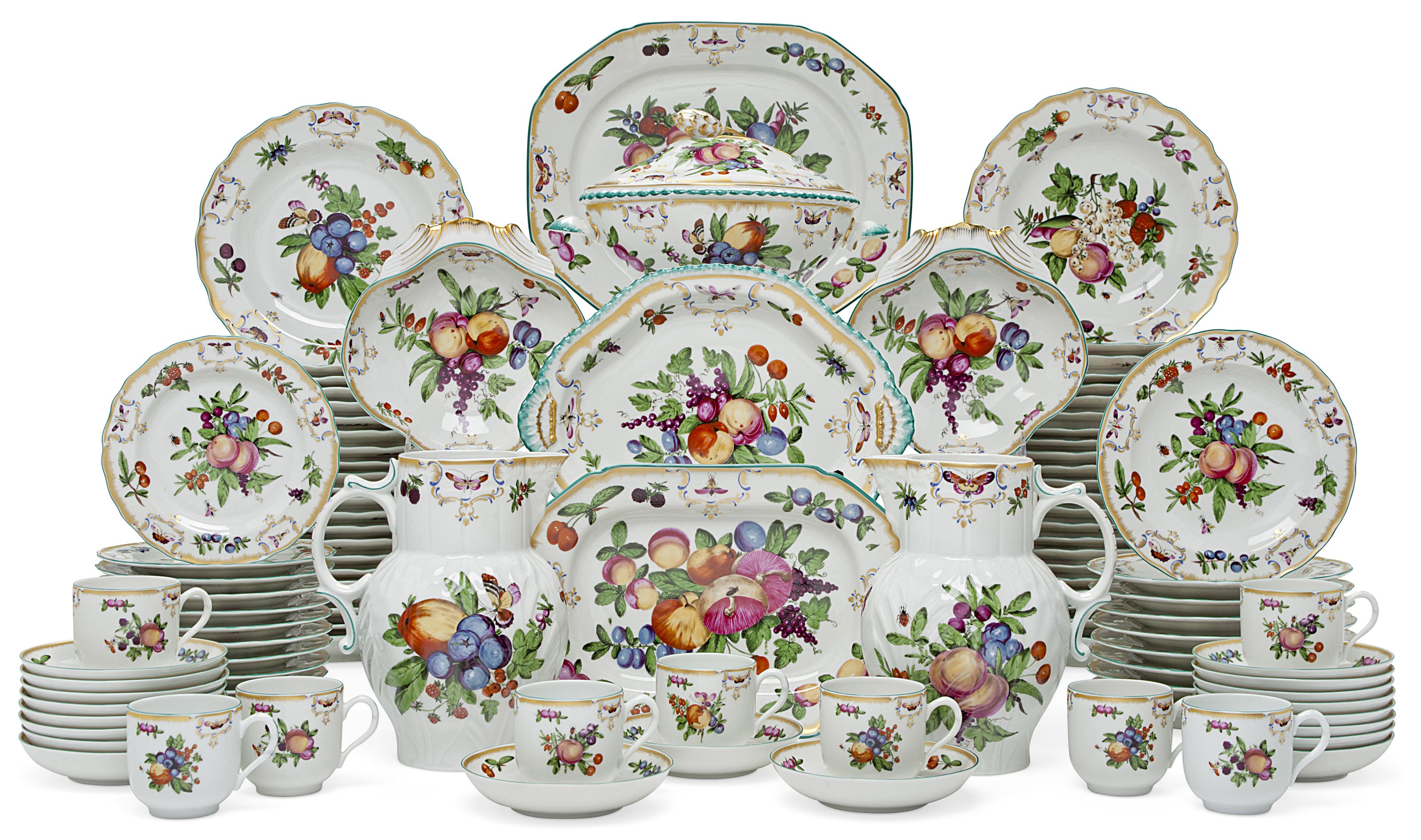 A MOTTAHEDEH PORCELAIN 'DUKE OF GLOUCESTER' PATTERN PART DINNER SERVICE ...