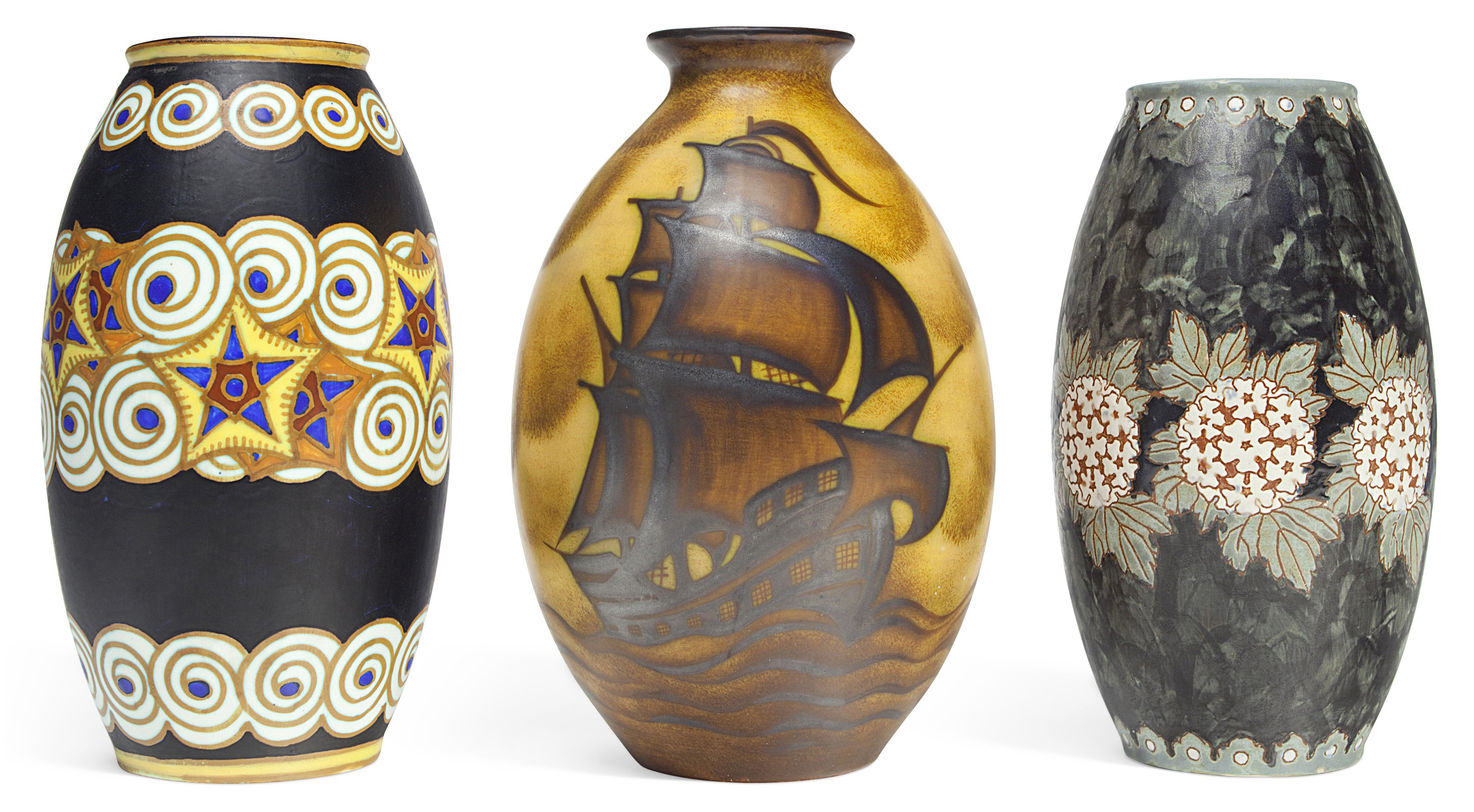 BOCH FRERES KERAMIS, THREE VASES, FIRST HALF 20TH CENTURY | Christie’s