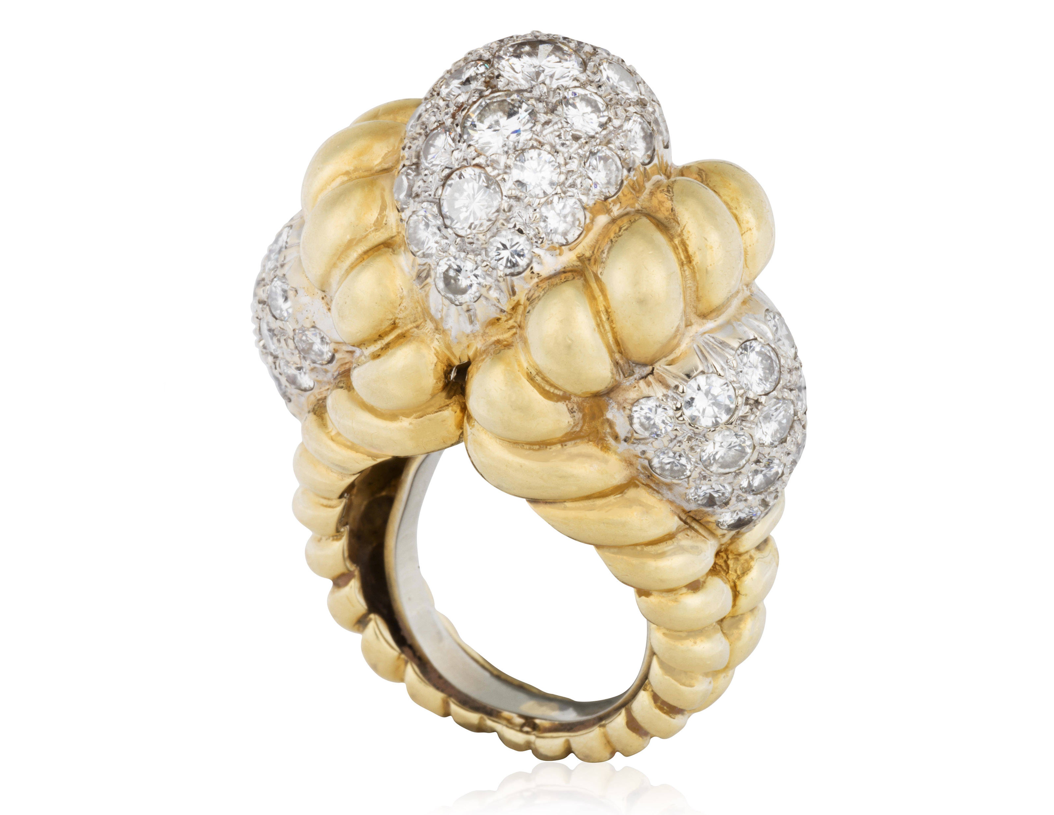 DIAMOND AND FLUTED GOLD RING, | Christie’s