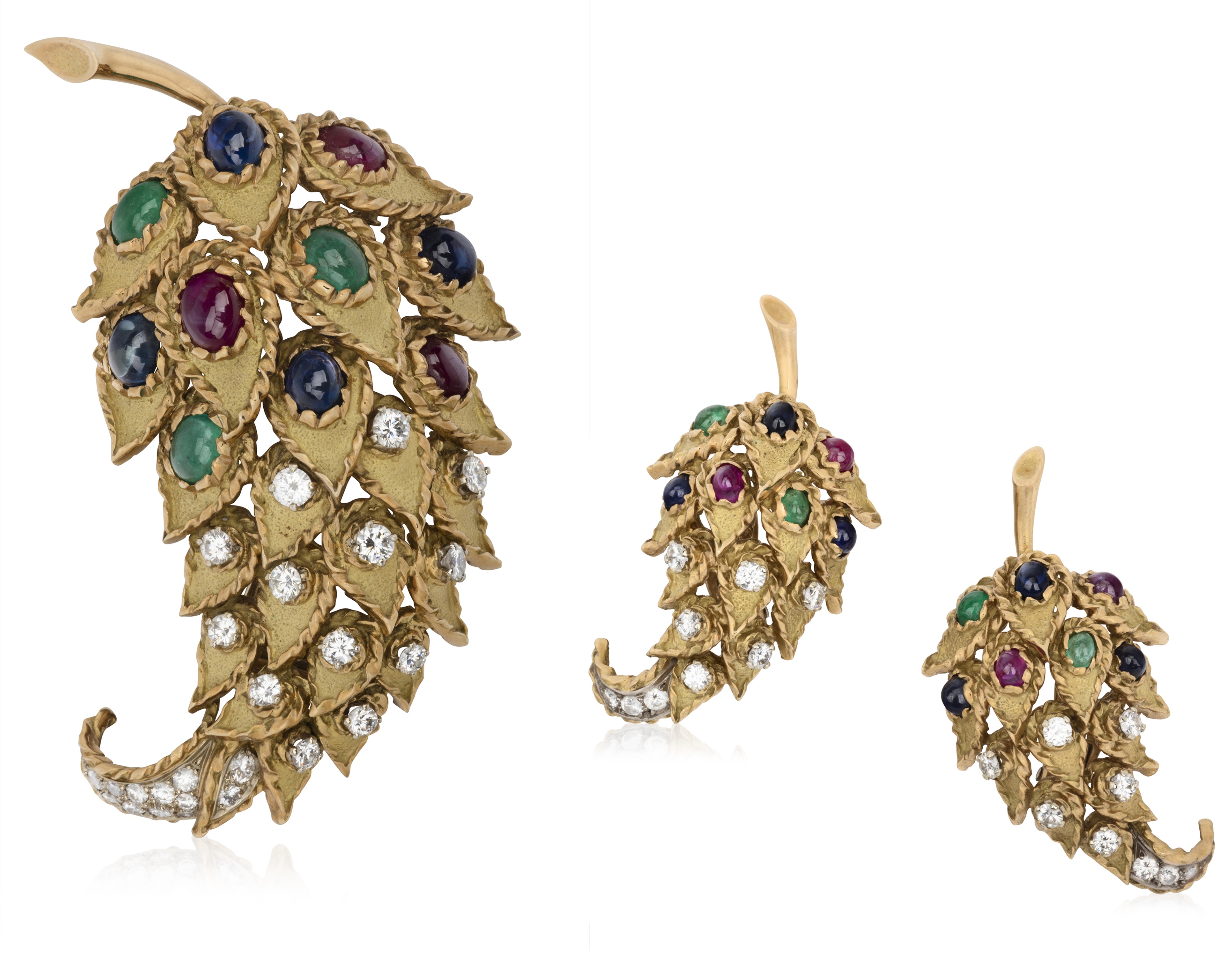 GUBELIN GROUP OF DIAMOND AND MULTIGEM FOLIATE JEWELRY, | Christie’s
