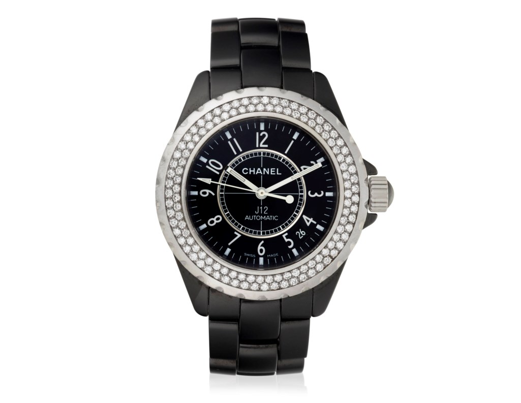 CHANEL 'J12' DIAMOND SET BLACK CERAMIC WATCH, | Christie’s