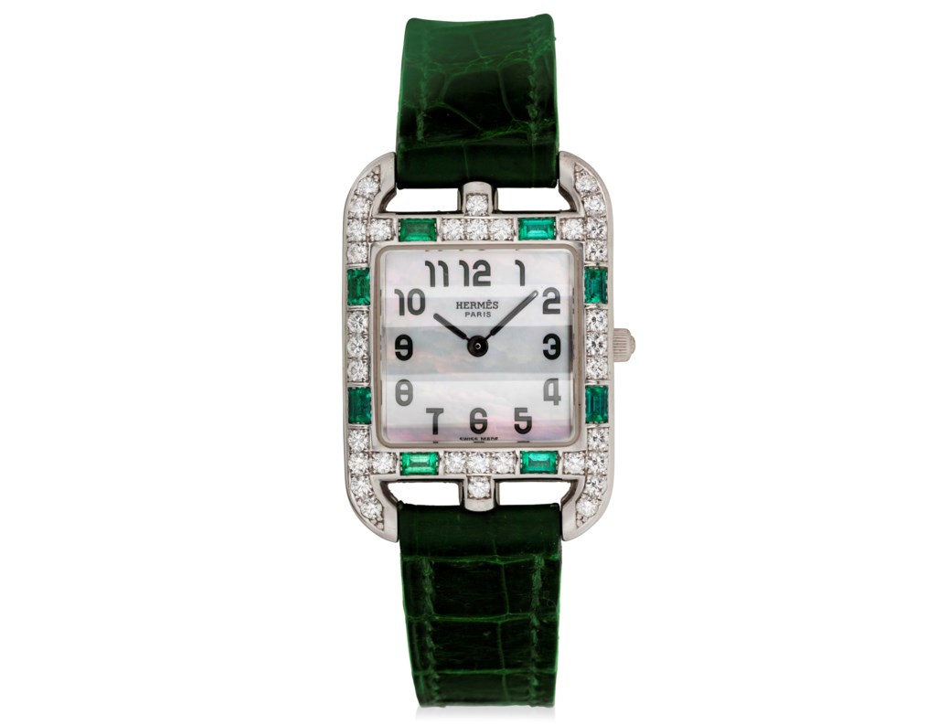 HERMÈS DIAMOND AND EMERALD 'CAPE COD' WATCH, | Christie’s