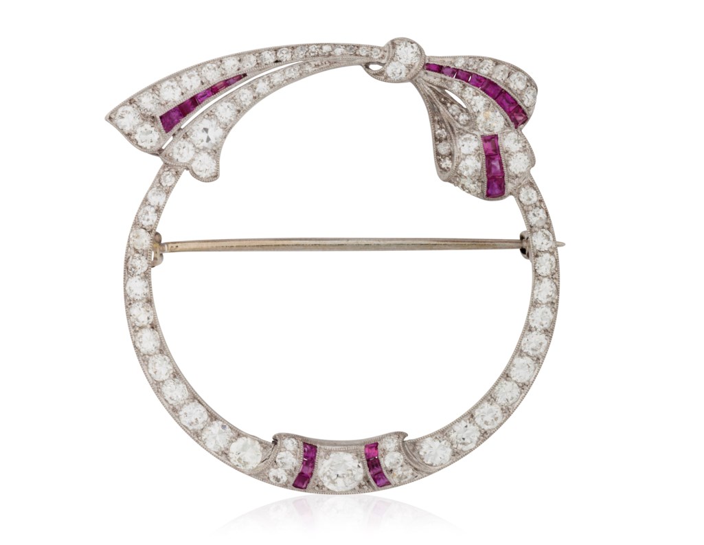 ART DECO RUBY AND DIAMOND CIRCLE BROOCH, | Christie’s