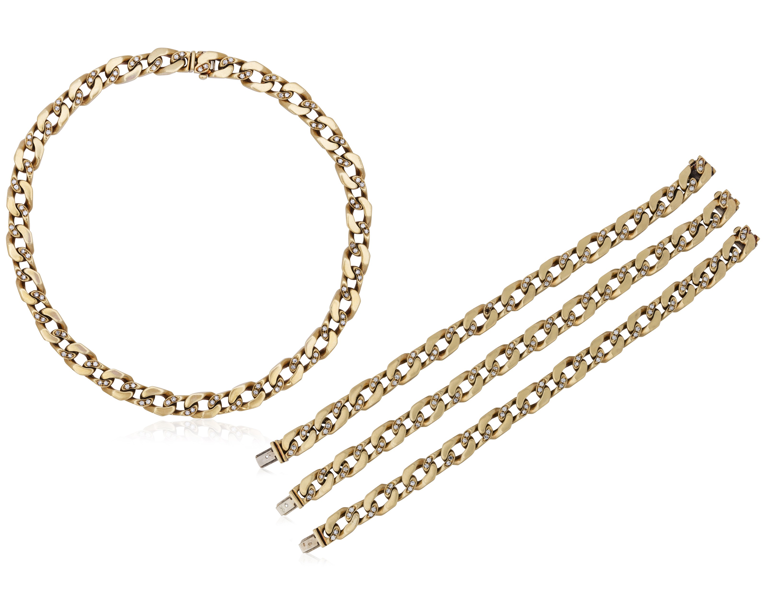 GOLD AND DIAMOND CHAIN JEWELRY SET, | Christie’s