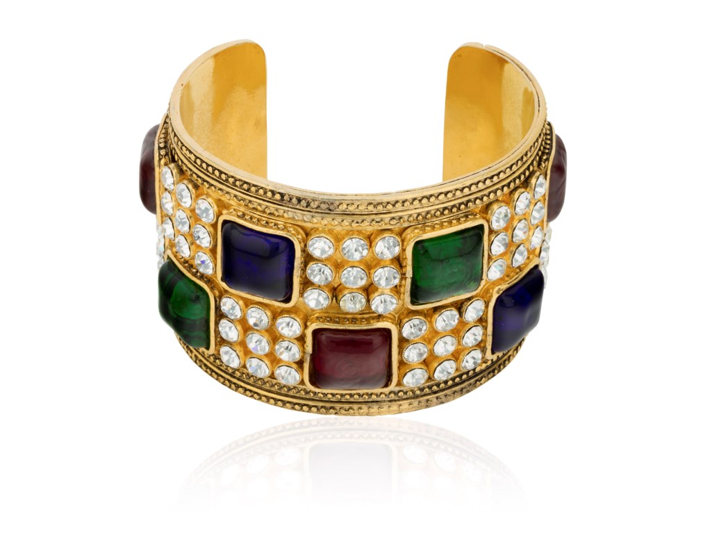 CHANEL RHINESTONE AND MULTI COLOR GLASS CUFF BRACELET, | Christie’s