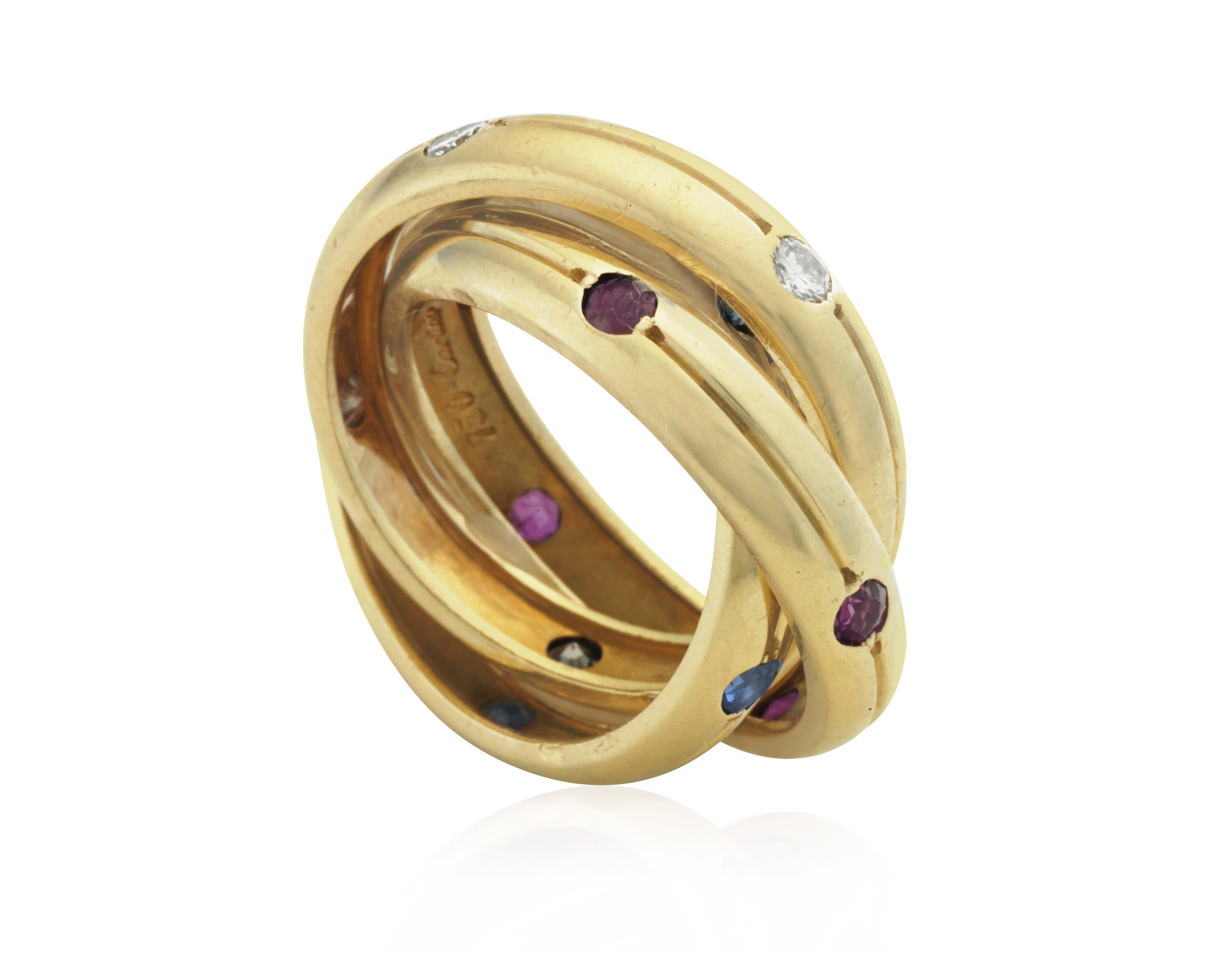 CARTIER 'TRINITY' DIAMOND, RUBY AND SAPPHIRE RING, | Christie’s