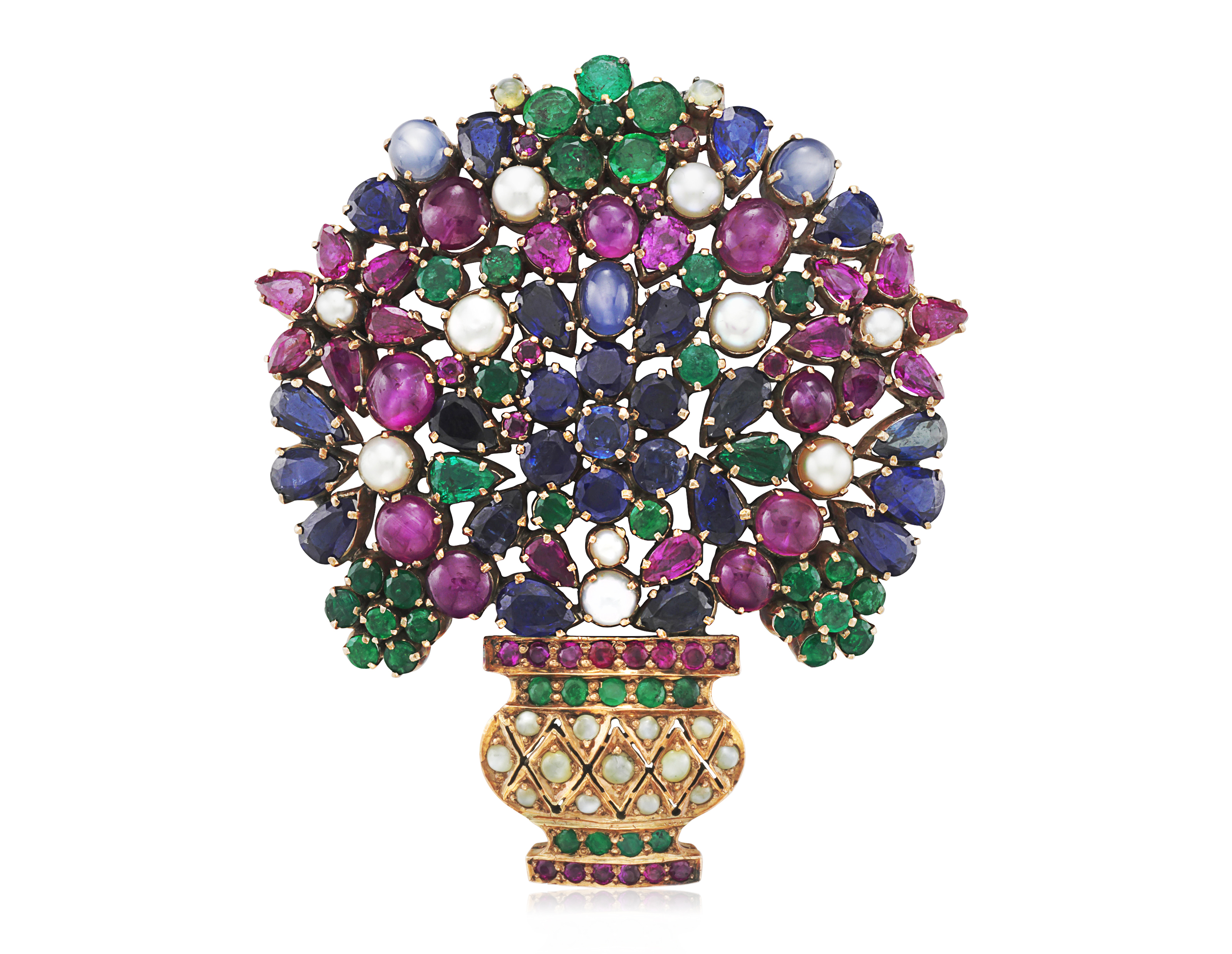 MULTI-GEM FLORAL BROOCH, | Christie’s