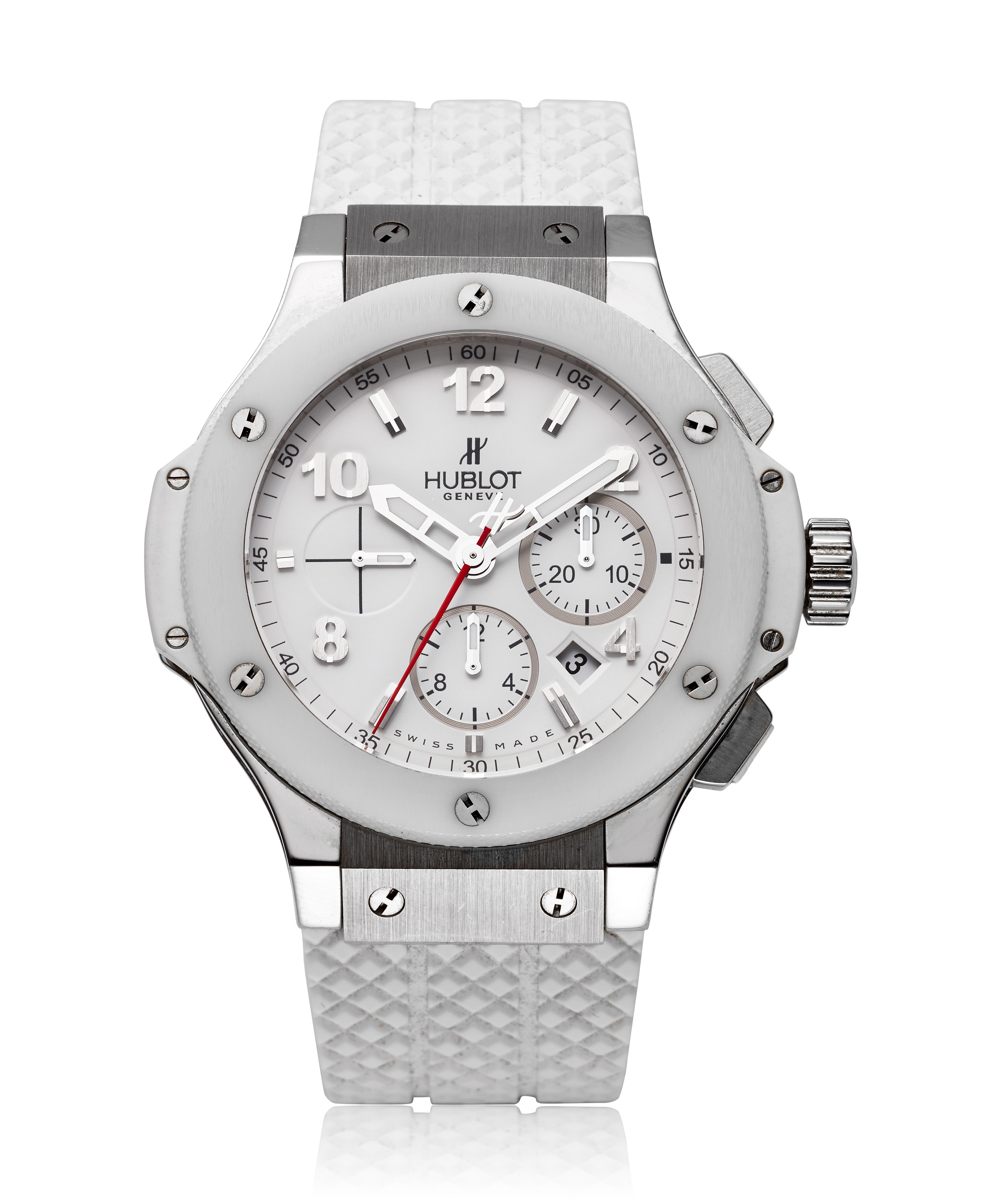 HUBLOT, WHITE CERAMIC AND STEEL BIG BANG CHRONOGRAPH, | Christie’s