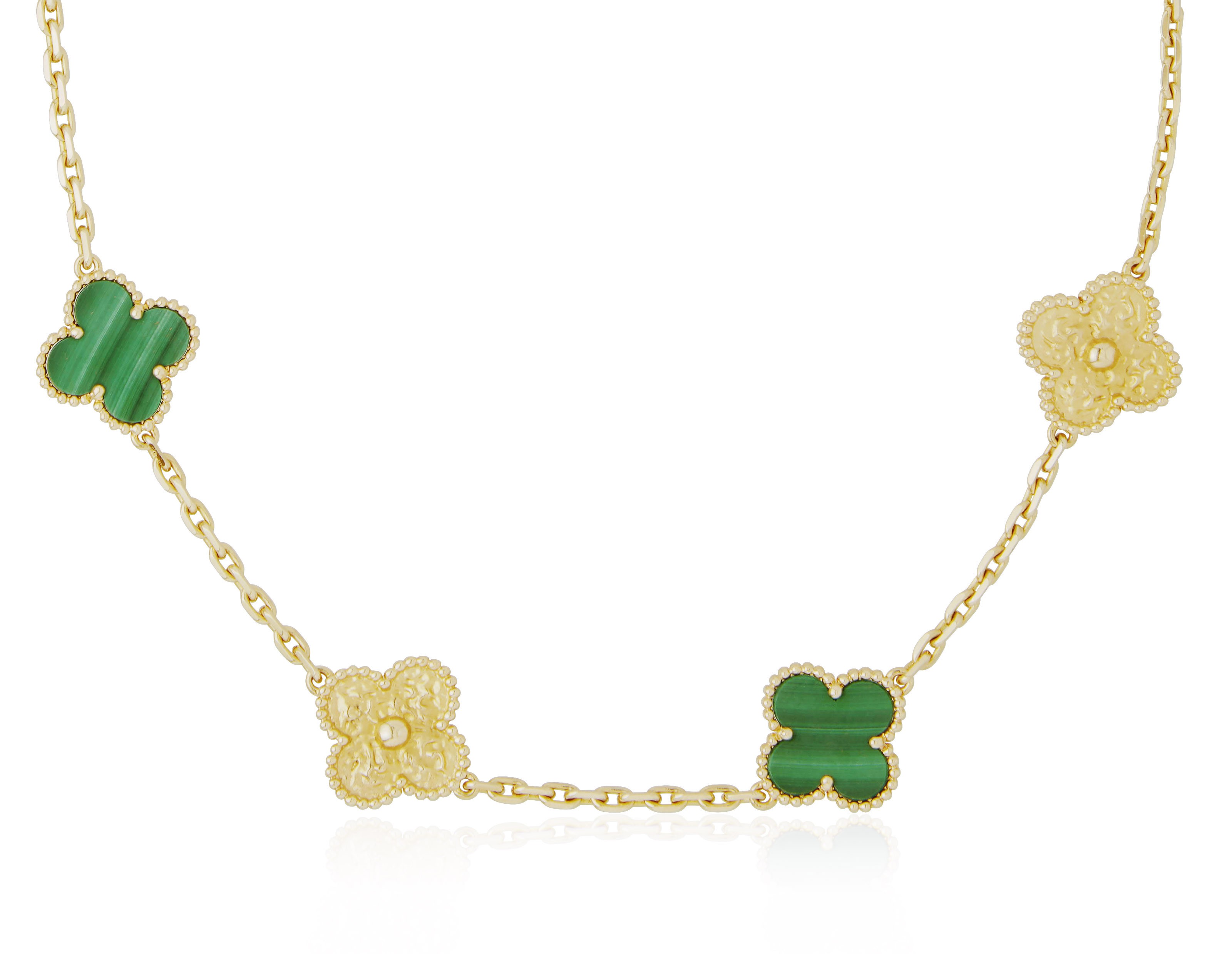 VAN CLEEF & ARPELS MALACHITE AND GOLD 'VINTAGE ALHAMBRA' NECKLACE ...