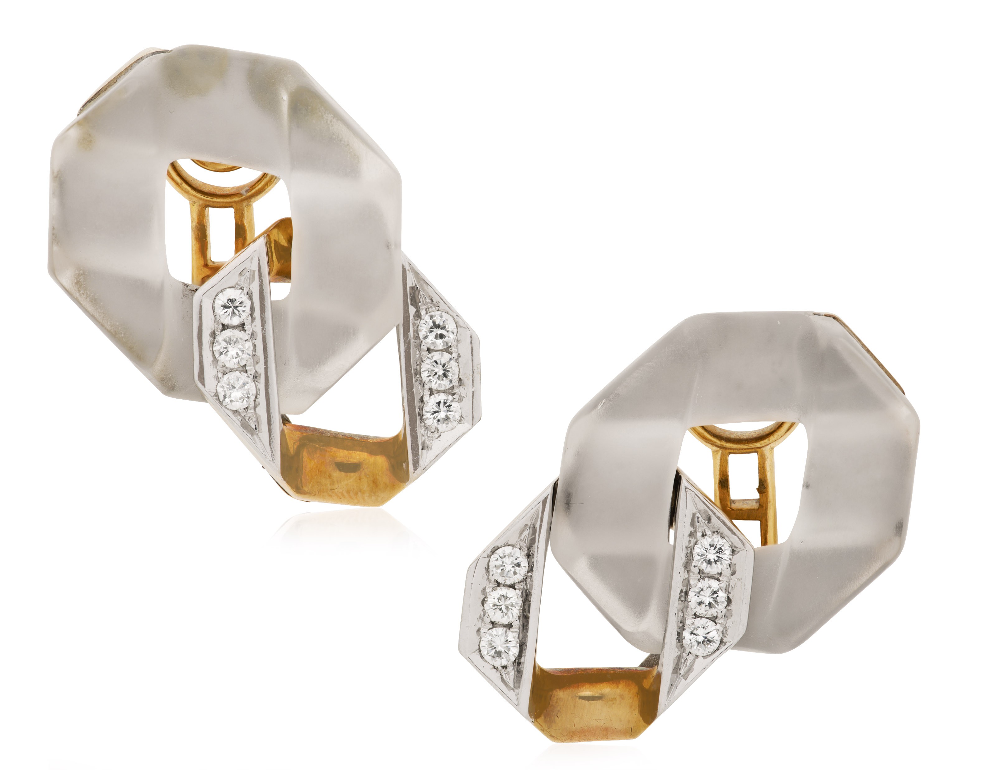 ROCK CRYSTAL DIAMOND AND GOLD EARRINGS, | Christie’s