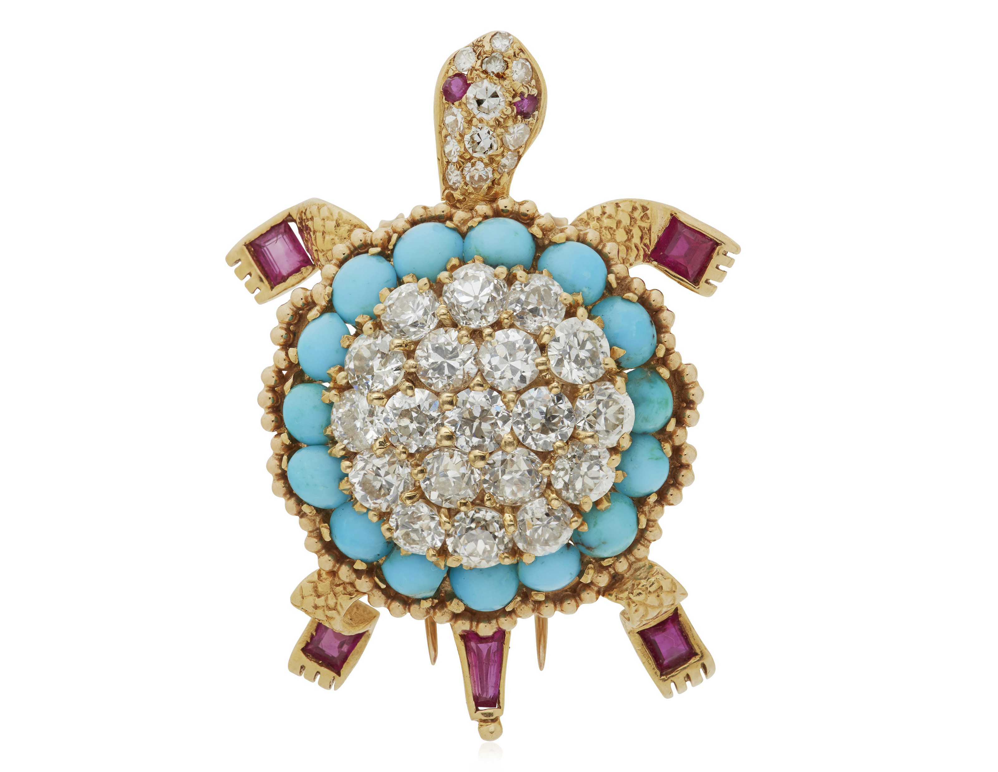 VAN CLEEF & ARPELS DIAMOND, TURQUOISE AND RUBY TURTLE BROOCH, | Christie’s
