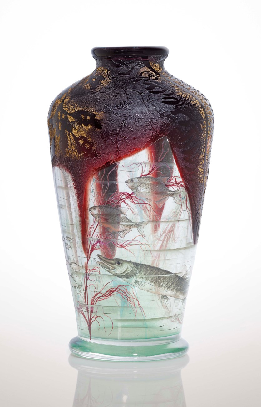 DAUM, A 'Poissons dans la Rivière' Vase, Circa 1898 | Christie's