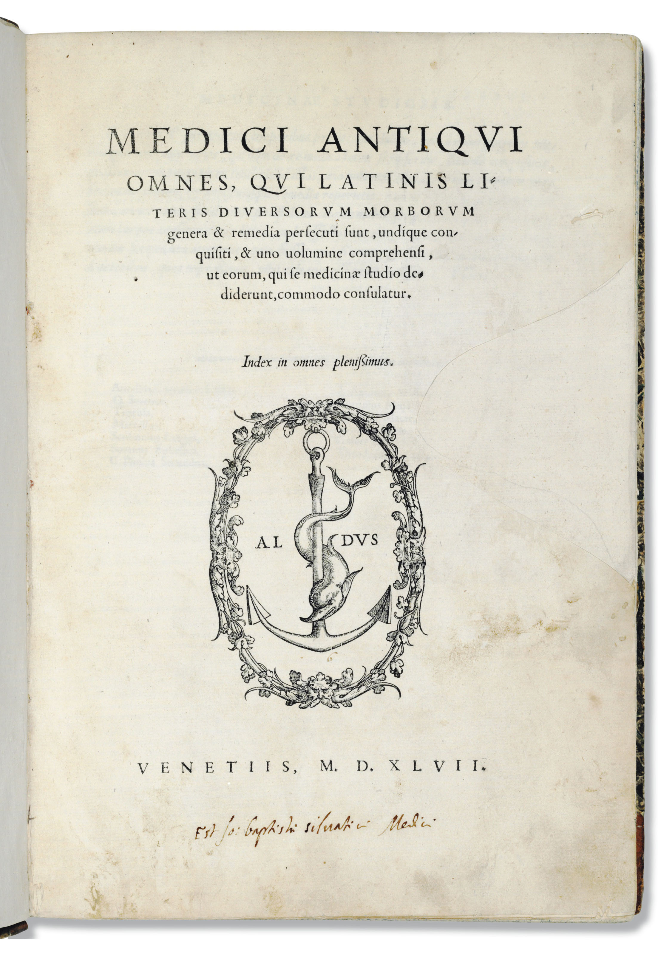 Aldine Press – Medici Antiqui Omnes. Venice: heirs of Aldus Manutius ...