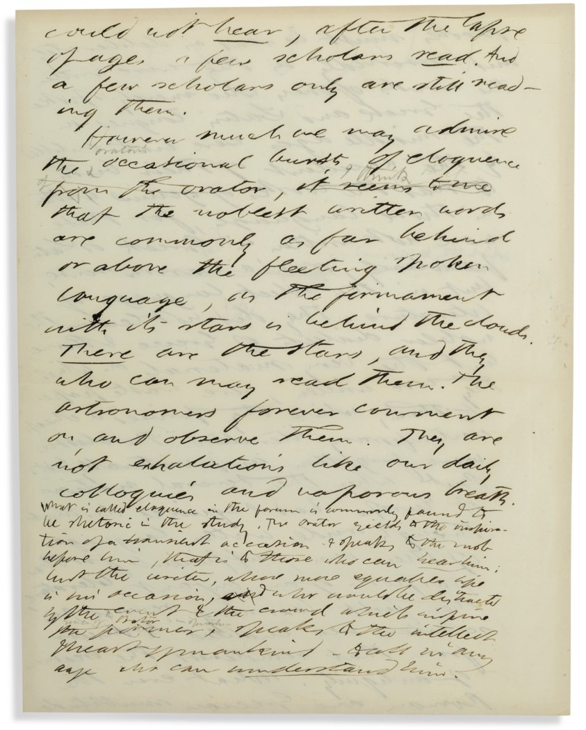 THOREAU, Henry David (1817-1862). Autograph manuscript, a working draft ...