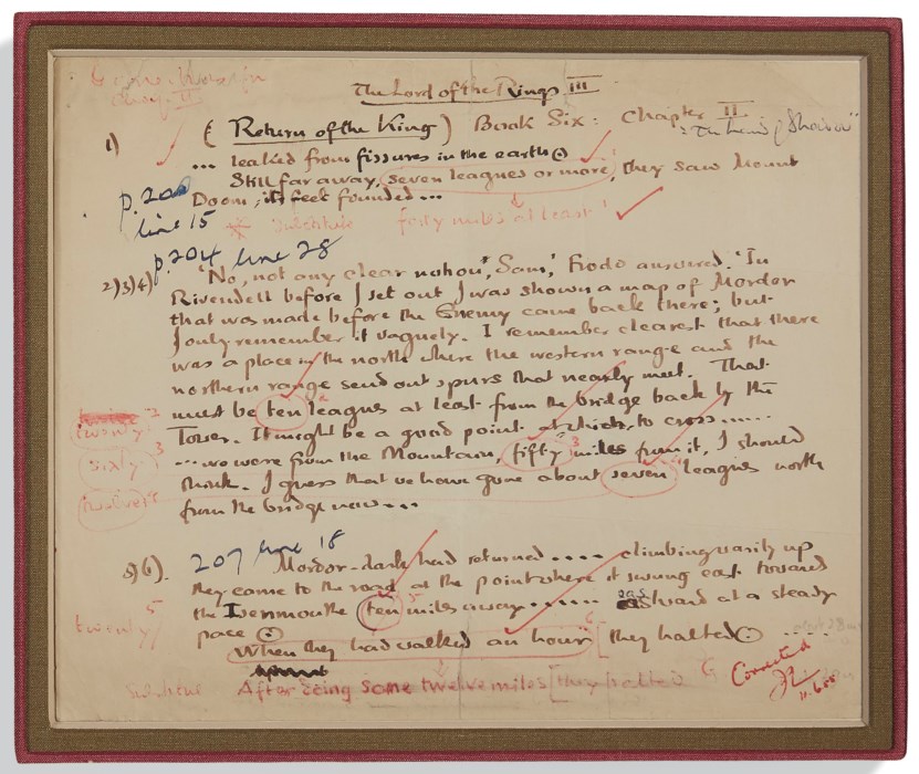 TOLKIEN, J.R.R. (1892-1973). Autograph manuscript, headed "The Lord of ...