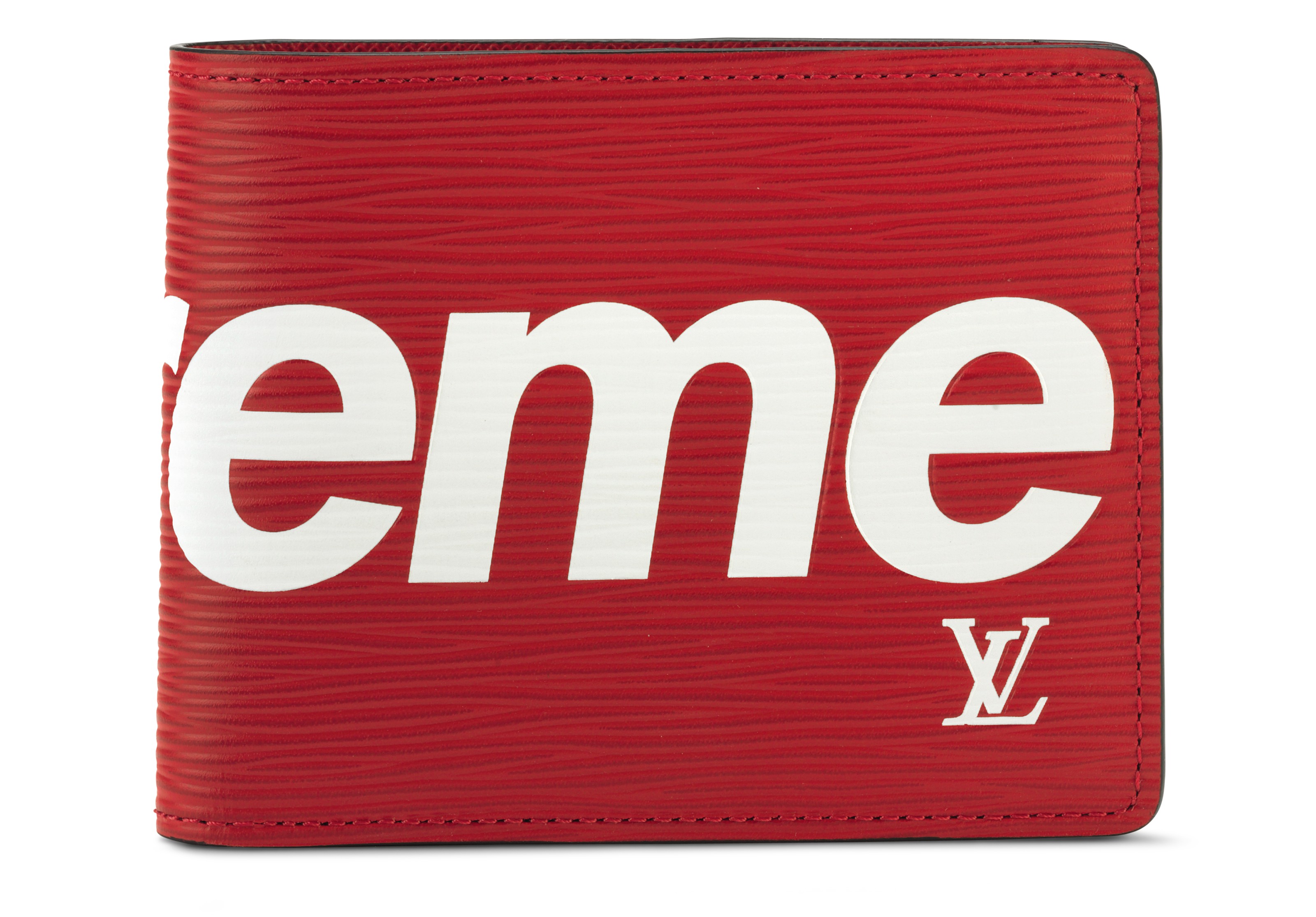 A RED & WHITE EPI LEATHER BILLFOLD WALLET BY SUPREME, LOUIS VUITTON ...
