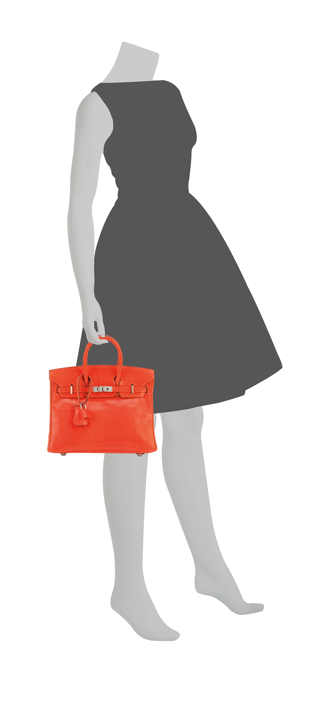A SHINY TANGERINE LIZARD BIRKIN 25 WITH PALLADIUM HARDWARE, HERMÈS ...