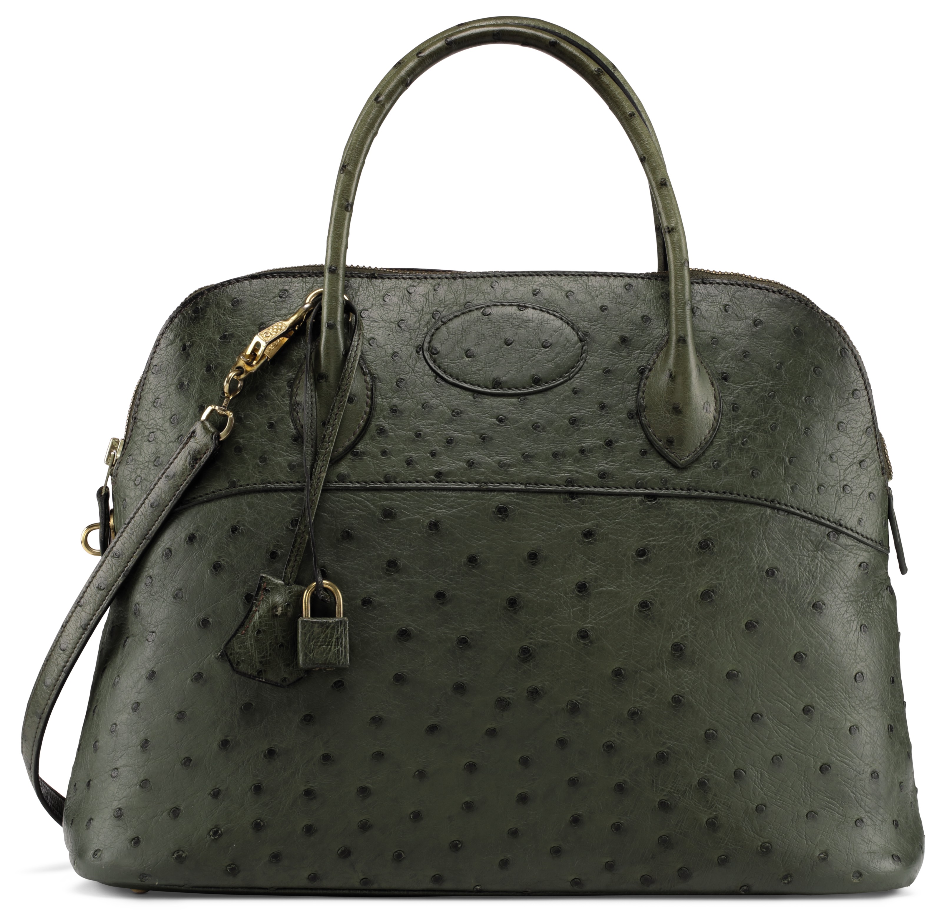 A VERT OLIVE OSTRICH BOLIDE 35 WITH GOLD HARDWARE, HERMÈS | Christie’s
