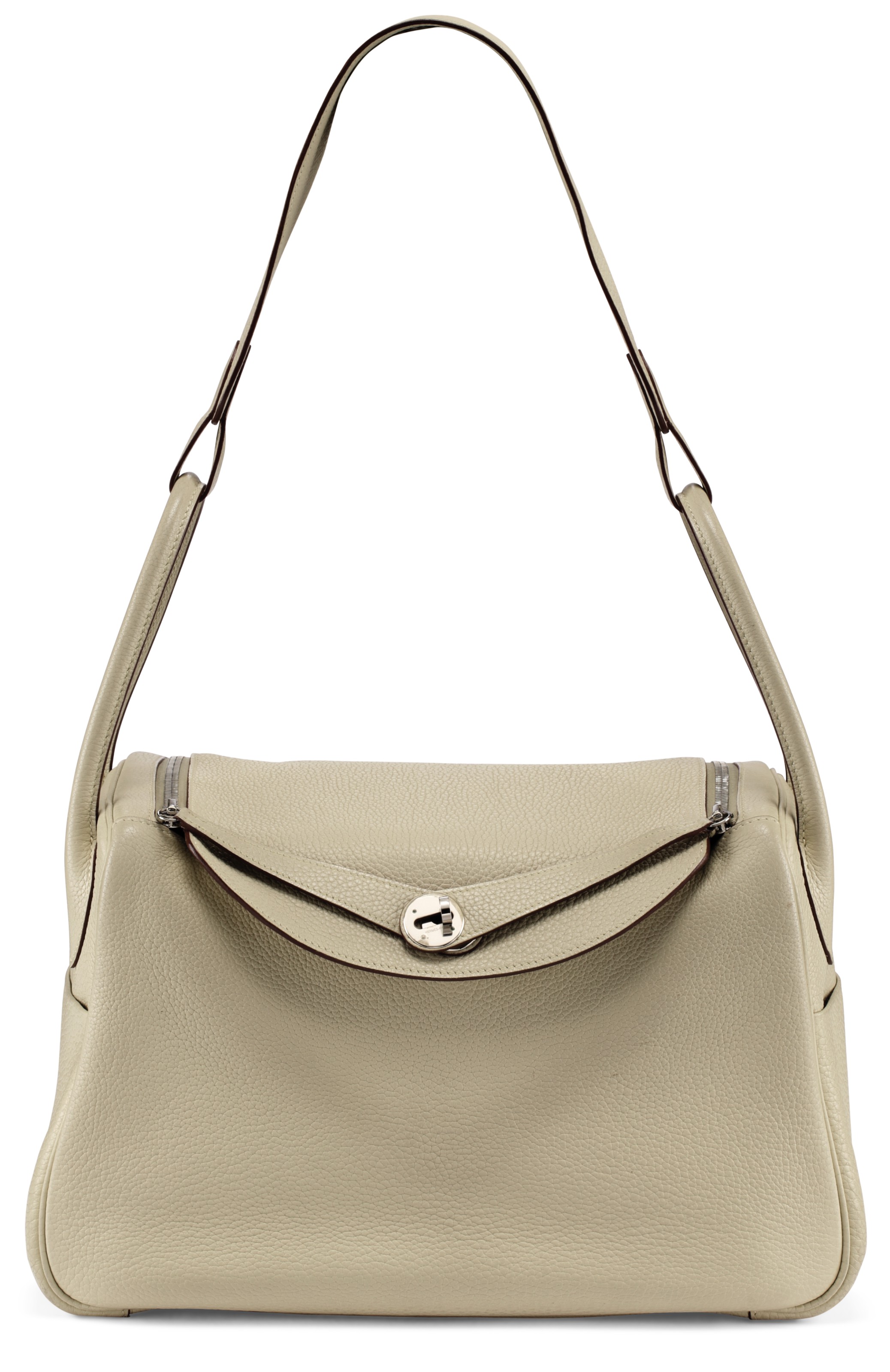 A PARCHEMIN CLÉMENCE LEATHER LINDY 34 WITH PALLADIUM HARDWARE, HERMÈS ...