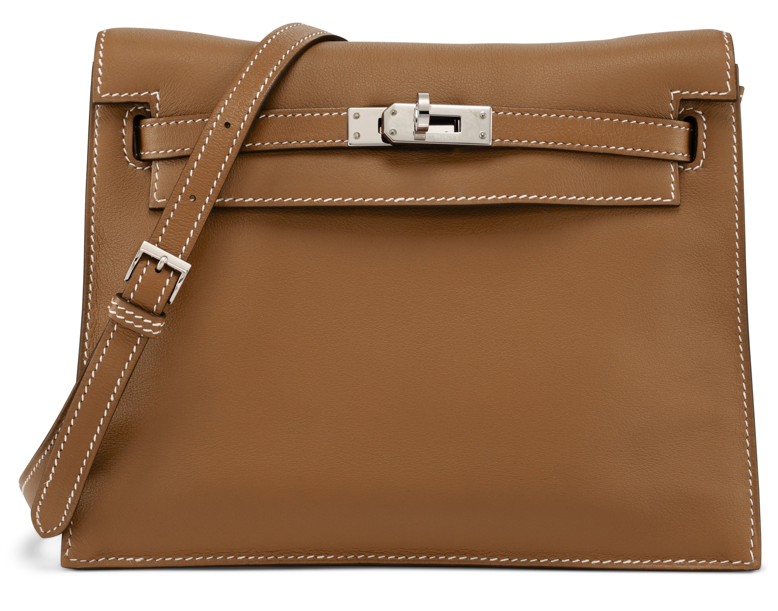 A GOLD SWIFT LEATHER KELLY DANSE WITH PALLADIUM HARDWARE, HERMÈS, 2011 ...