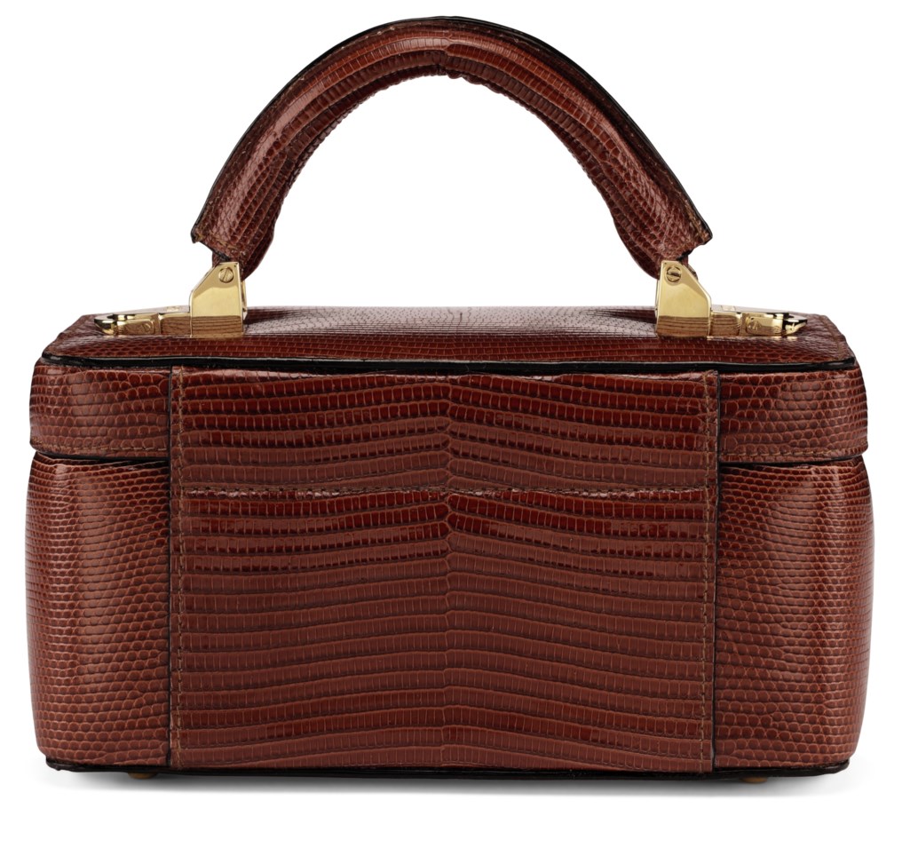 A COGNAC LIZARD BEAUTY CASE 1.7 WITH GOLD HARDWARE, STALVEY, 2018 ...
