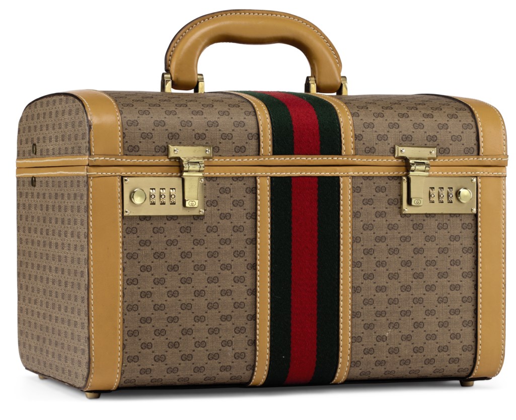 A CLASSIC MONOGRAM CANVAS TRAIN VANITY CASE WITH GOLD HARDWARE, GUCCI ...