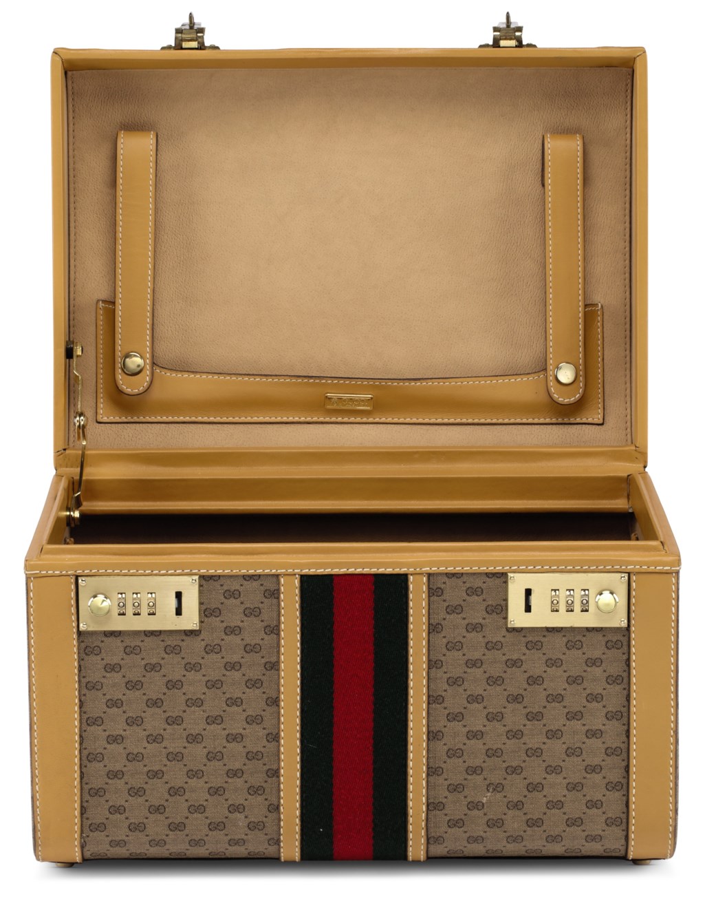 A CLASSIC MONOGRAM CANVAS TRAIN VANITY CASE WITH GOLD HARDWARE, GUCCI ...