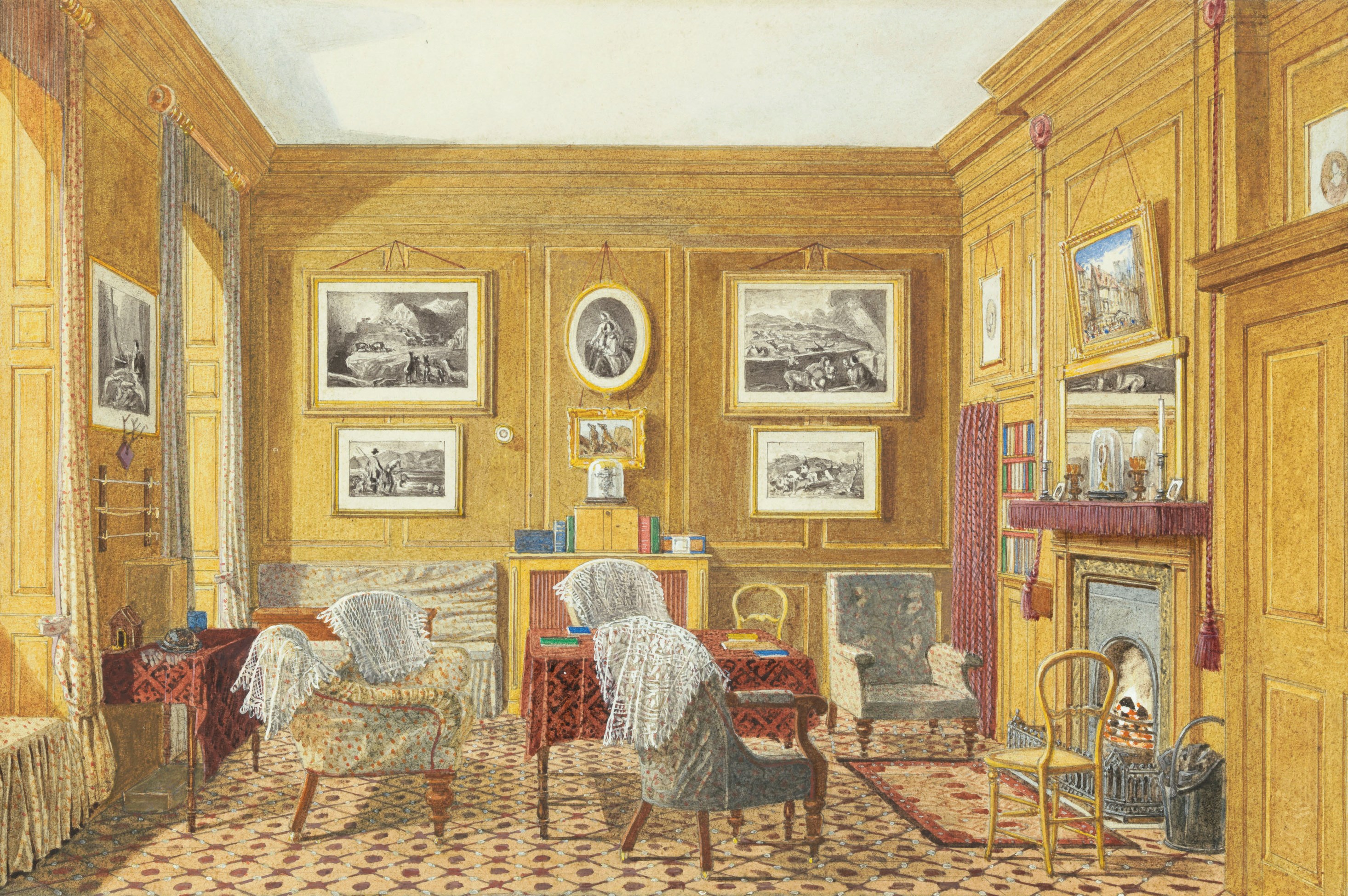 George Pyne, A.O.W.S. (London 1800-1884 Oxford), A college room, Oxford ...
