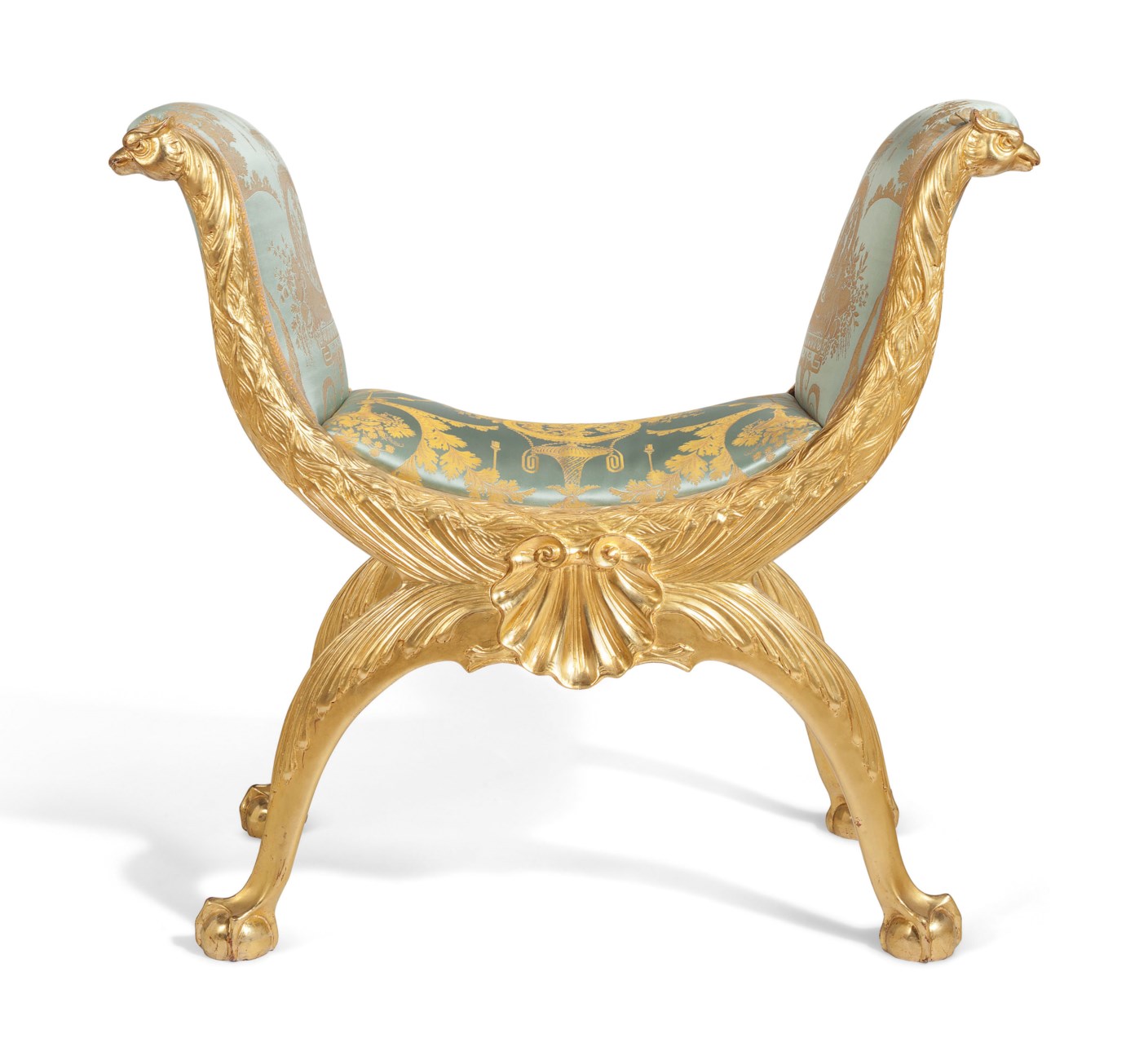 A FRENCH GILTWOOD 'CURULE' STOOL