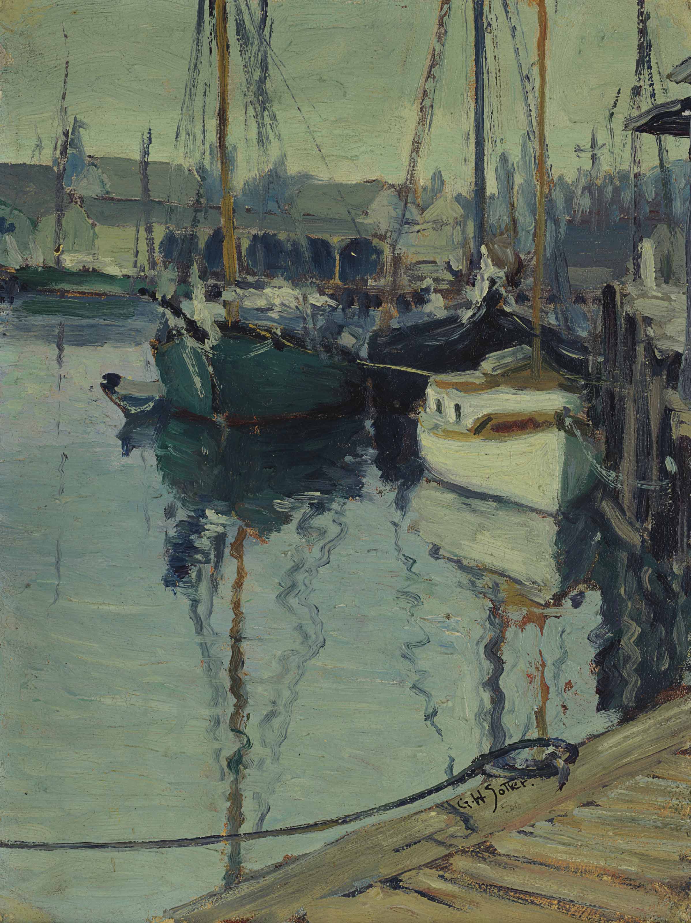 George William Sotter (1879-1953), Boats in Gloucester Harbor #17 ...