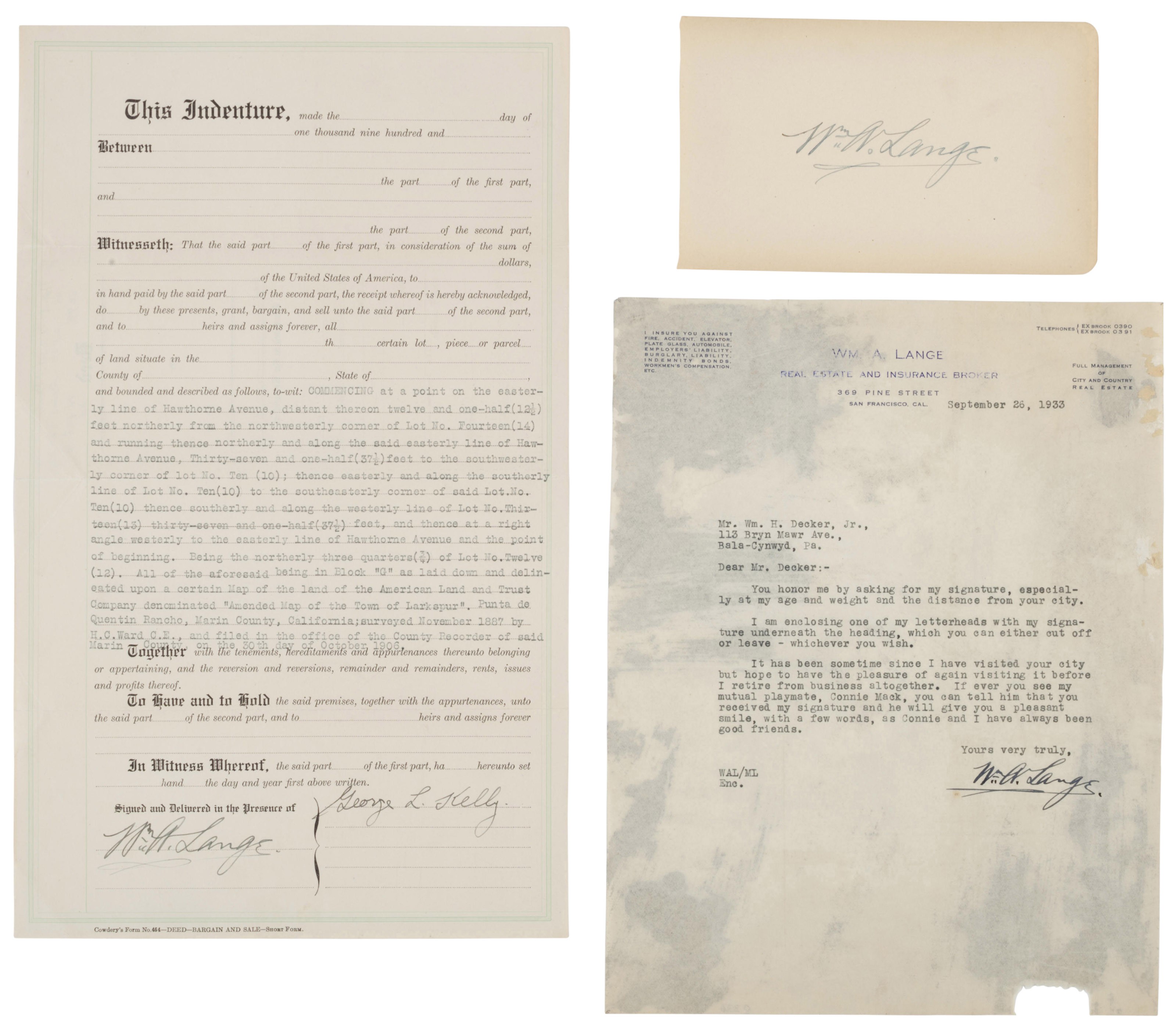 BILL LANGE AUTOGRAPH COLLECTION, | Christie’s