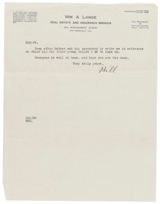 BILL LANGE AUTOGRAPH COLLECTION, | Christie’s