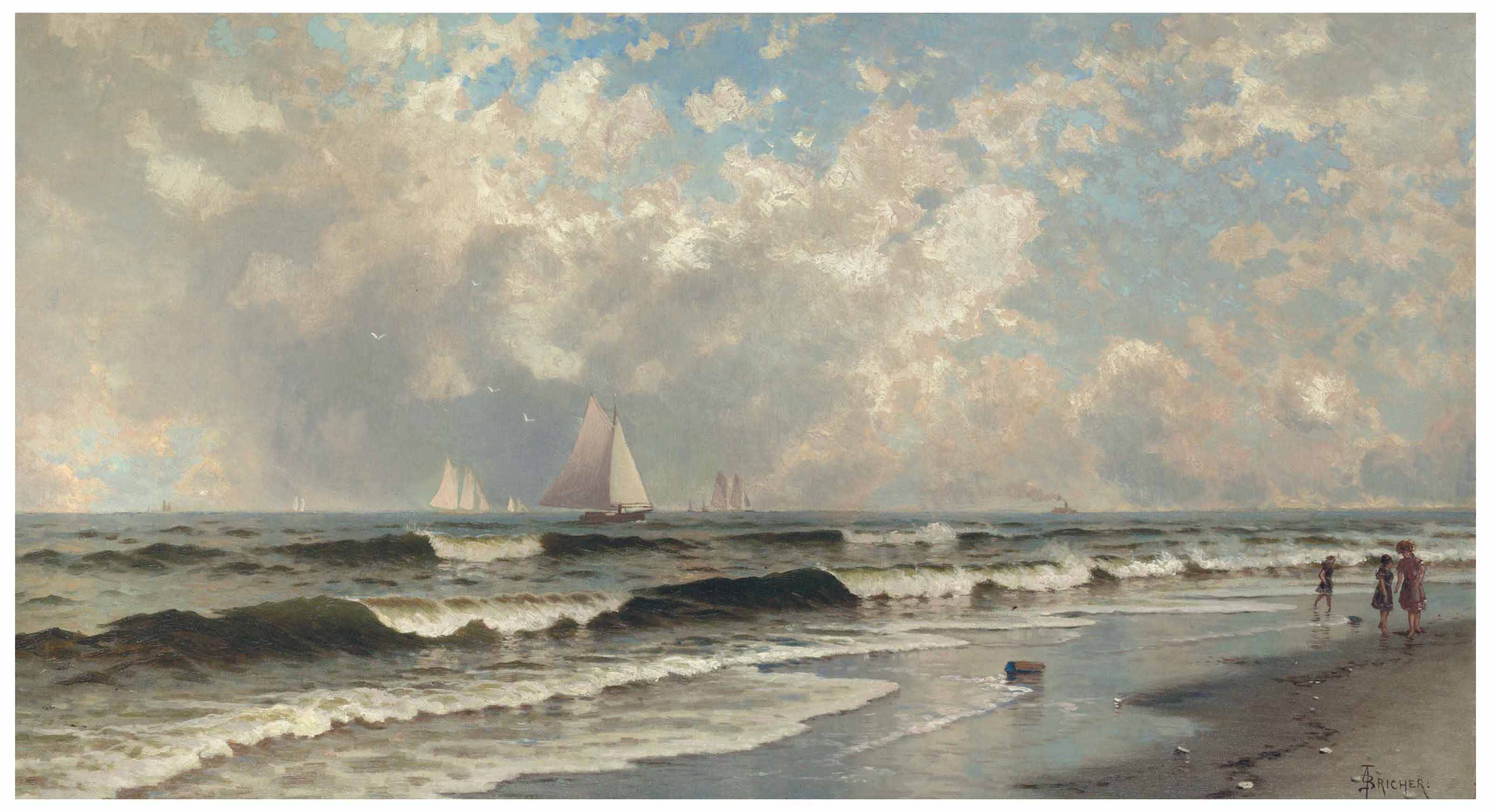 Alfred Thompson Bricher (1837-1908) , Afternoon, Southampton Beach ...