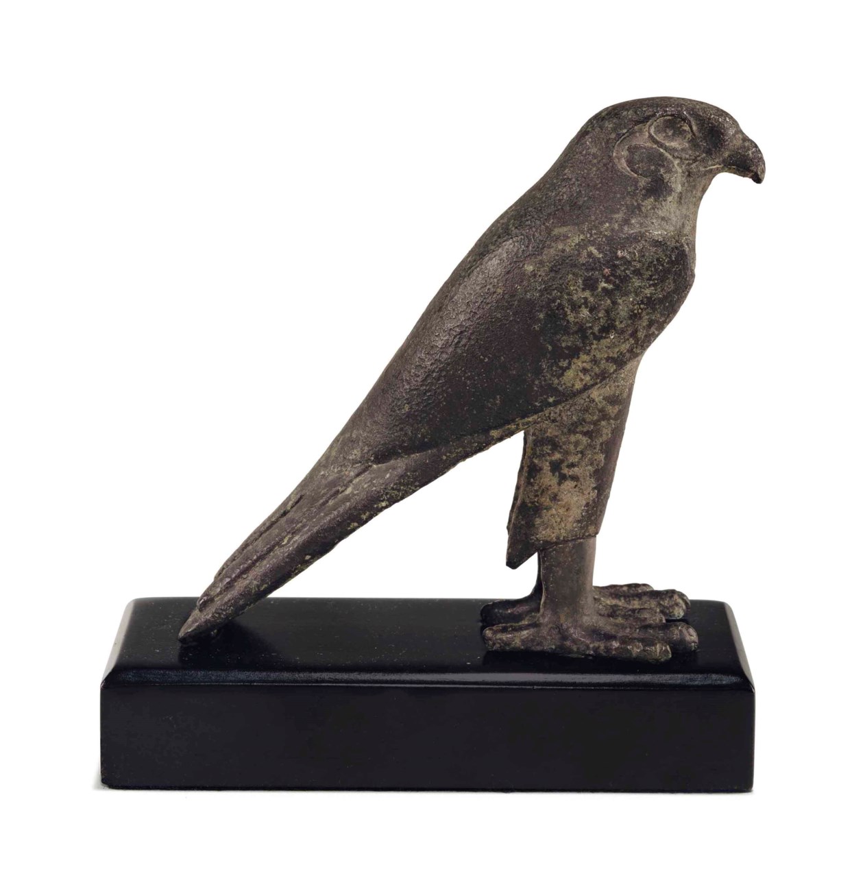 AN EGYPTIAN BRONZE FALCON, LATE PERIOD TO PTOLEMAIC PERIOD, 664-30 B.C ...