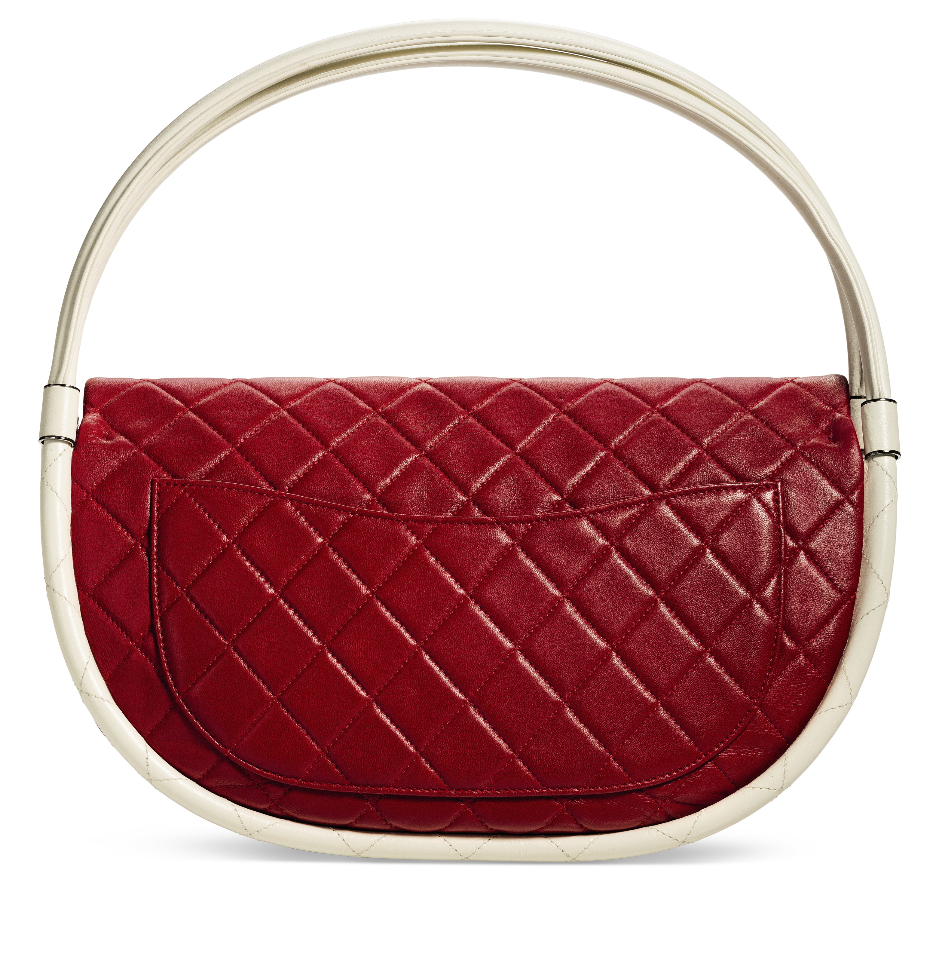 A SET OF TWO: A RED LAMBSKIN LEATHER MEDIUM HULA HOOP BAG WITH GUNMETAL ...