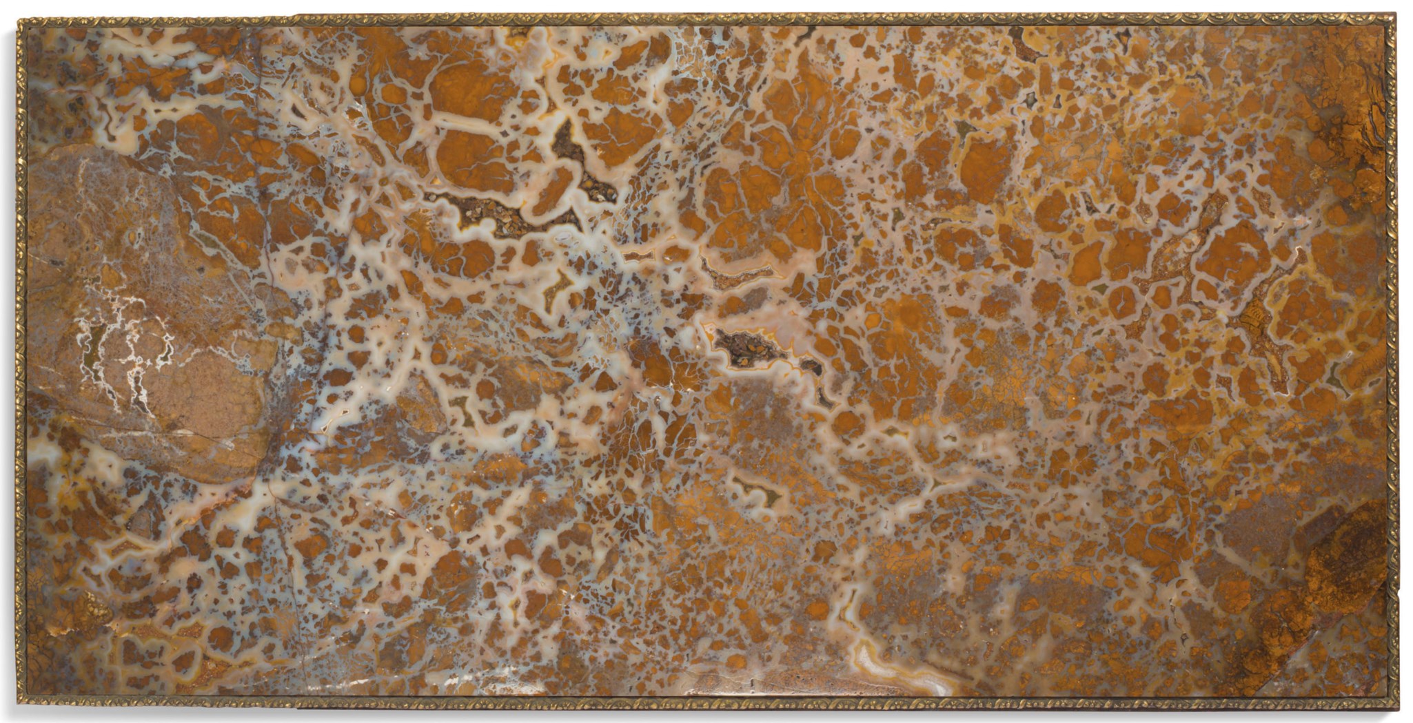 AN ITALIAN GILT-BRONZE-MOUNTED SICILIAN (YELLOW) JASPER TOP, 19TH ...