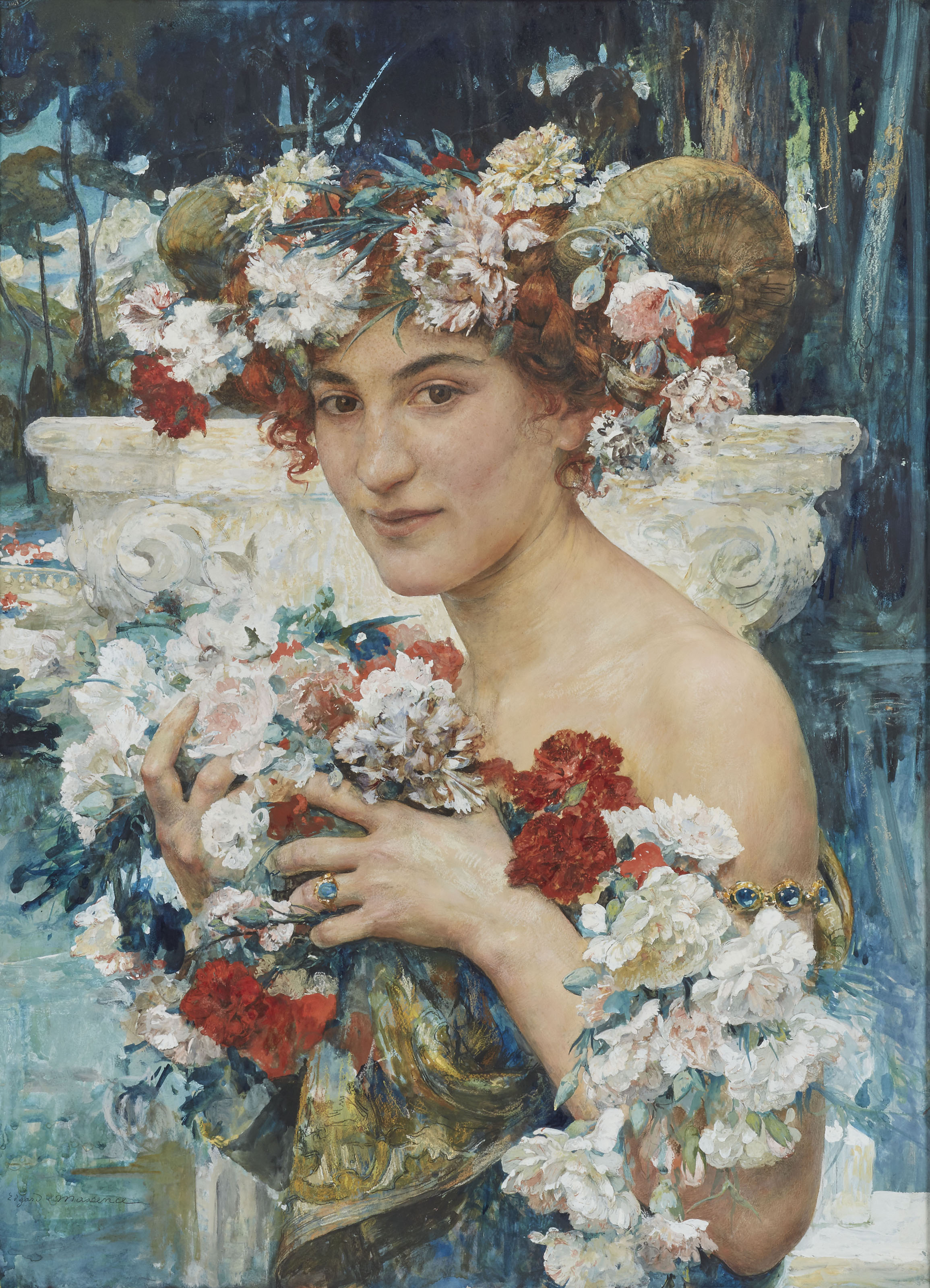 EDGARD MAXENCE (NANTES 1871-1954 BERNERIE-EN-RETZ) , Faunesse entourée ...