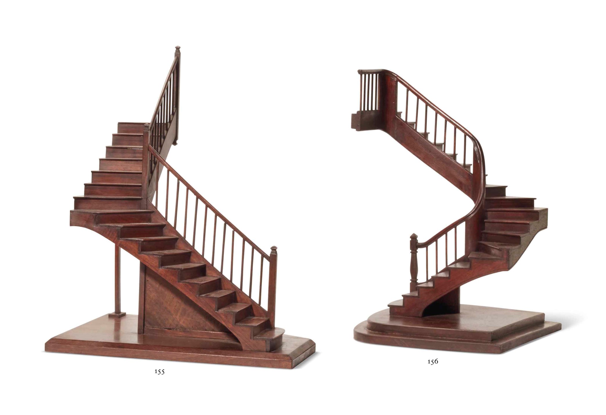 SPECTACULAIRE ESCALIER DE MAITRISE A DOUBLE RETOUR D'EQUERRE EN NOYER ...