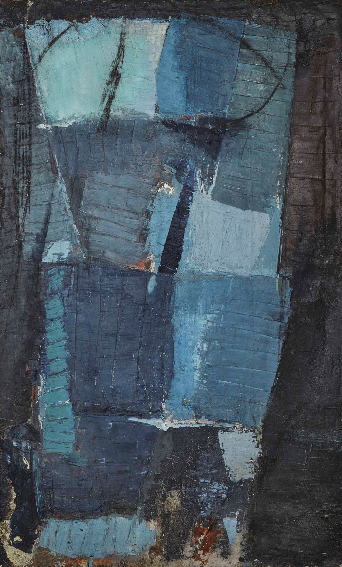 OLIVIER DEBRÉ (1920-1999), Signe personnage aux carrés gris bleu ...