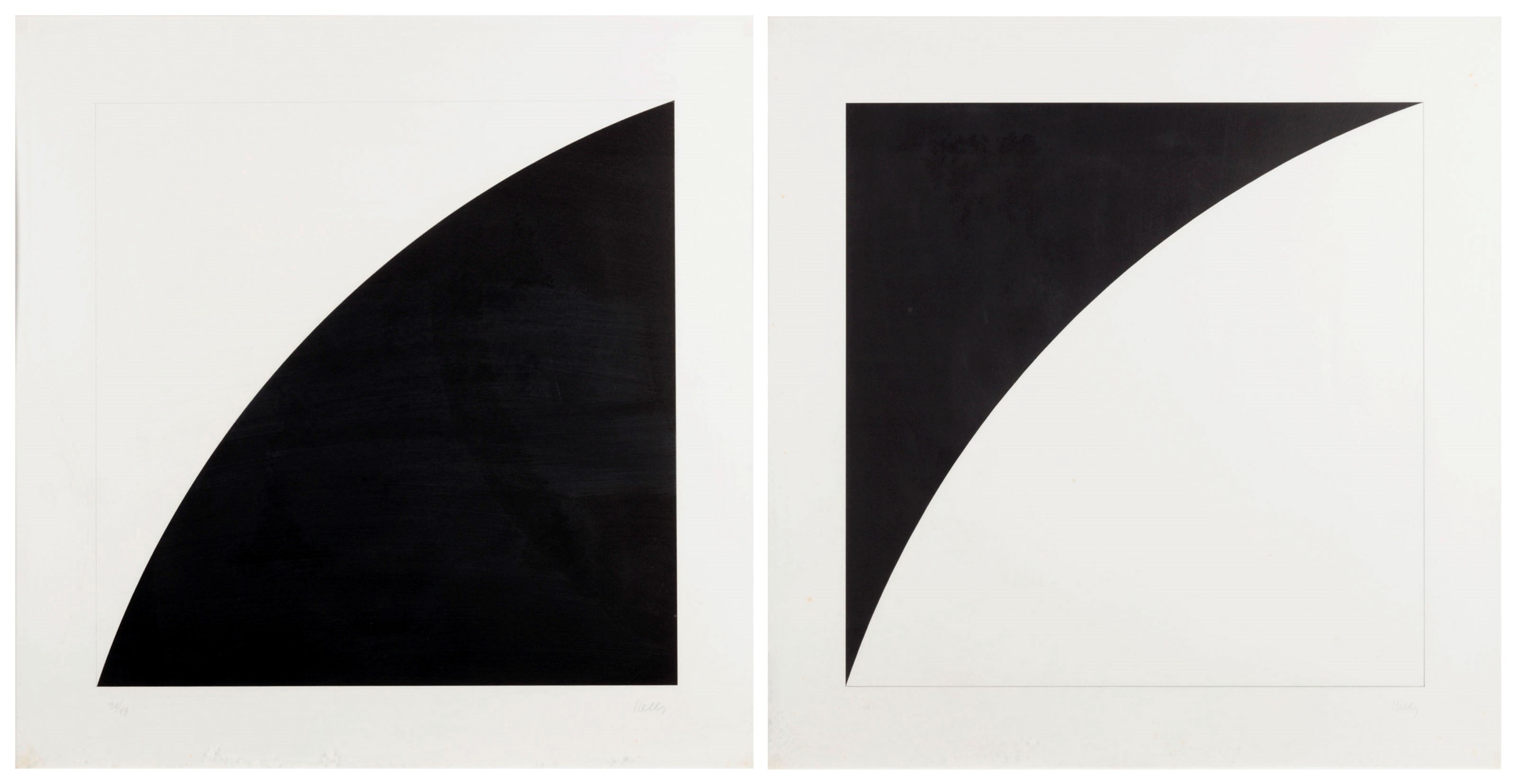 Ellsworth Kelly (1923-2015), (i) White Curve I(ii) Black Curve I ...