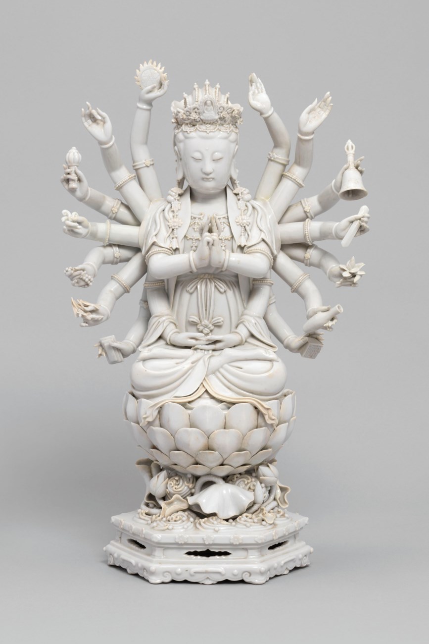 A DEHUA BLANC-DE-CHINE FIGURE OF GUANYIN, QING DYNASTY (1644-1911 ...