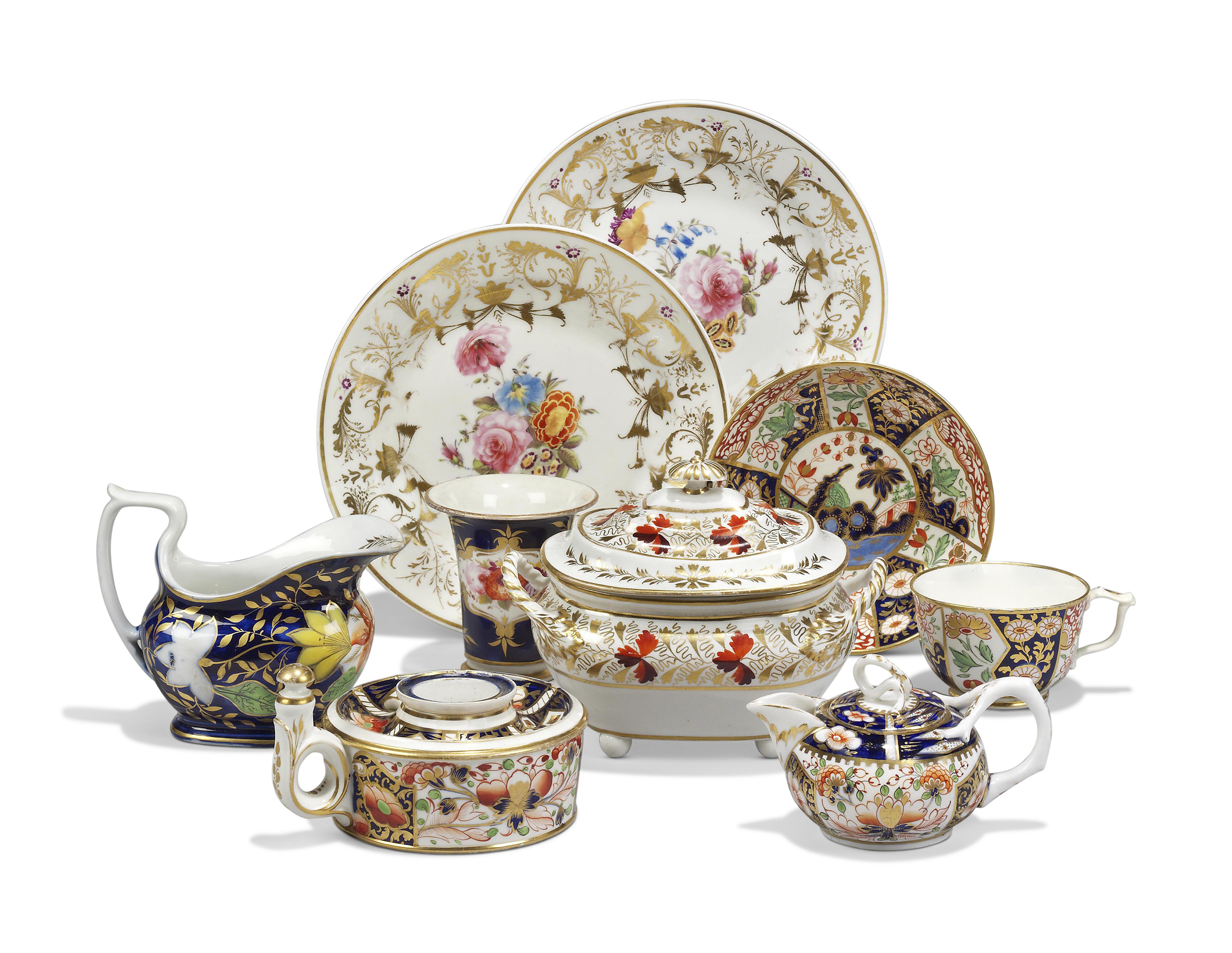 A COMPOSITE GROUP OF ENGLISH PORCELAIN WARES, 19TH CENTURY, SOME PIECES ...
