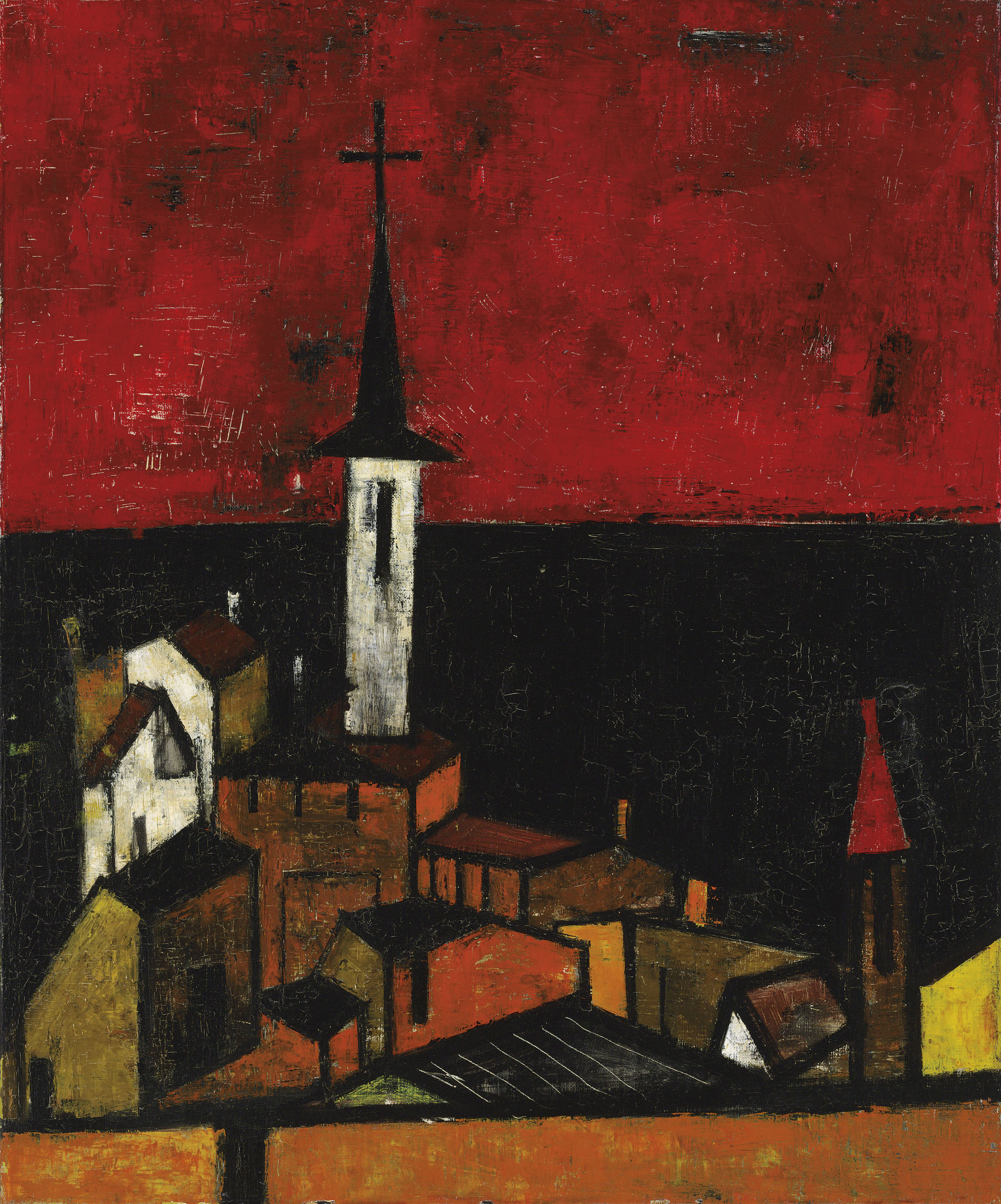 SAYED HAIDER RAZA (1922-2016) , Untitled (Church in Landscape) | Christie's