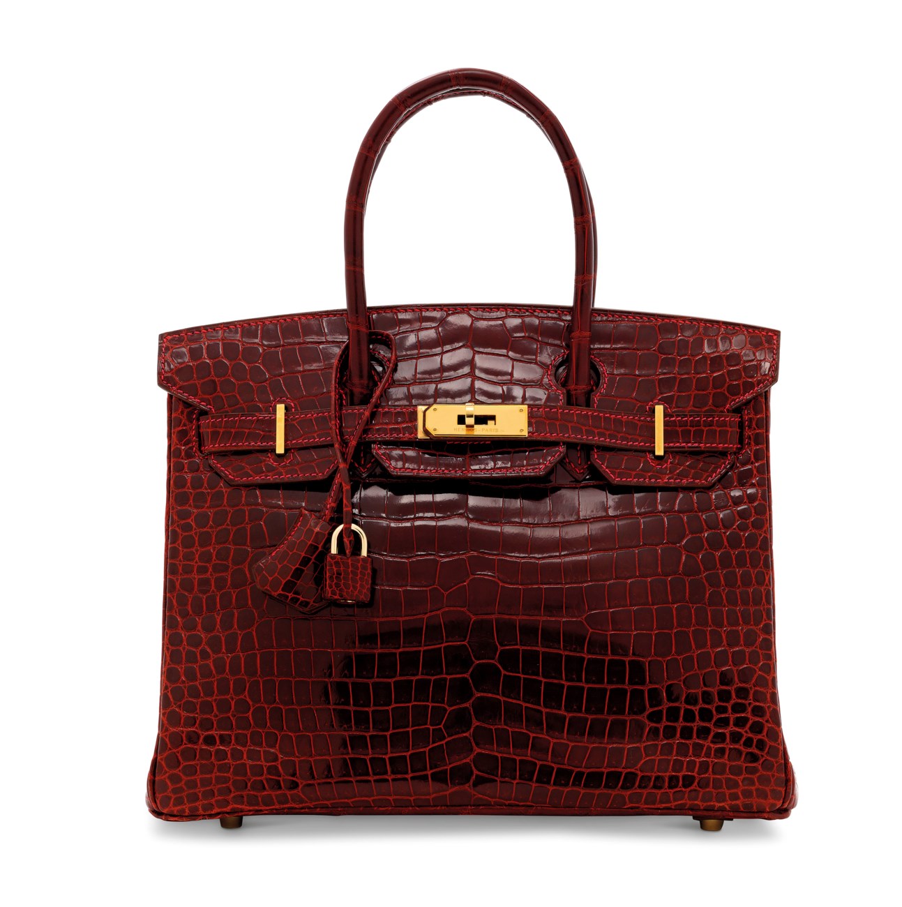 A SHINY ROUGE H POROSUS CROCODILE BIRKIN 30 WITH GOLD HARDWARE, HERMÈS ...