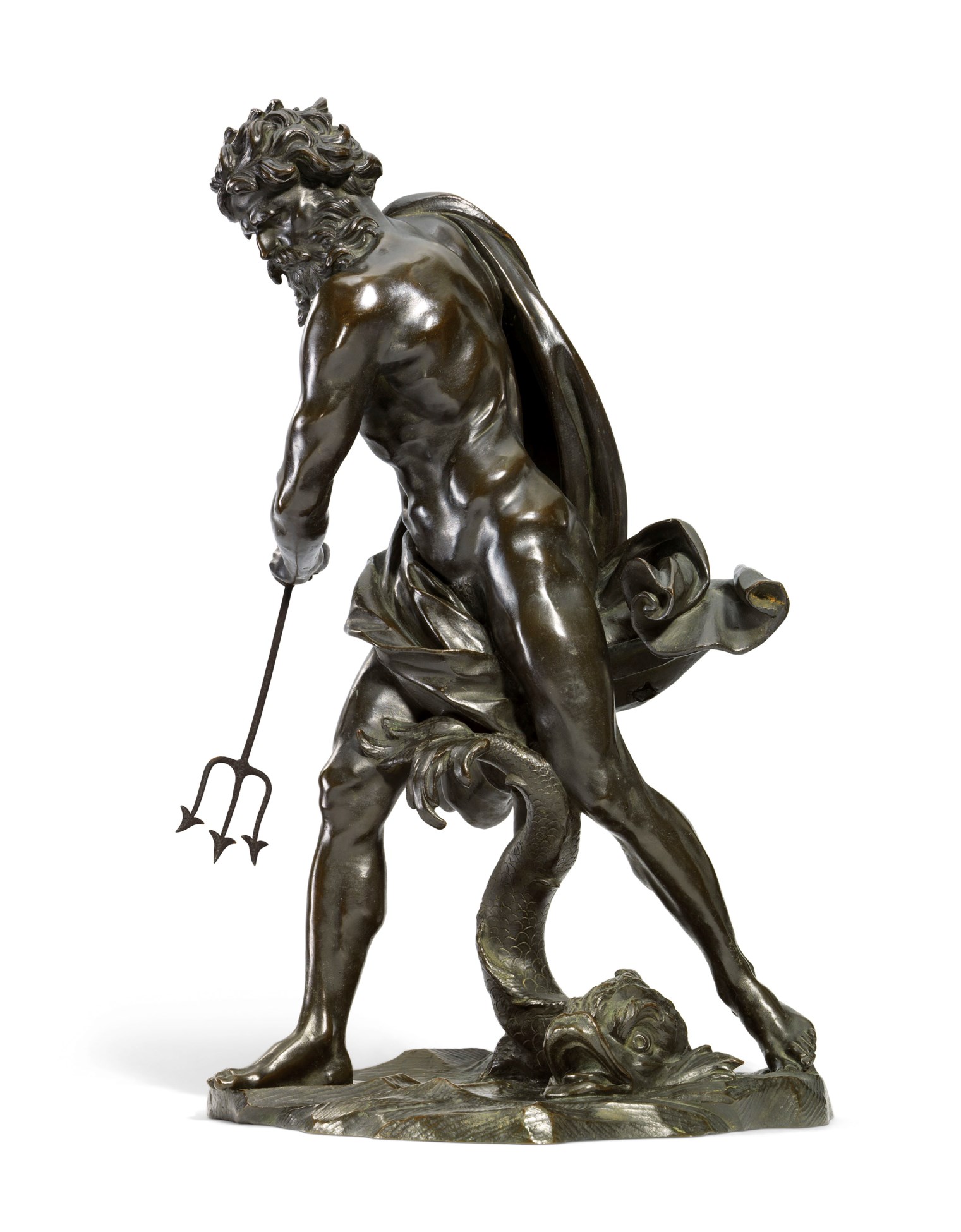 A BRONZE FIGURE OF NEPTUNE, CAST FROM A MODEL BY GIANLORENZO BERNINI ...