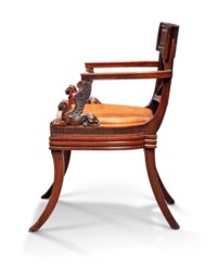 A REGENCY MAHOGANY OPEN ARMCHAIR, AFTER A DESIGN BY THOMAS HOPE ...