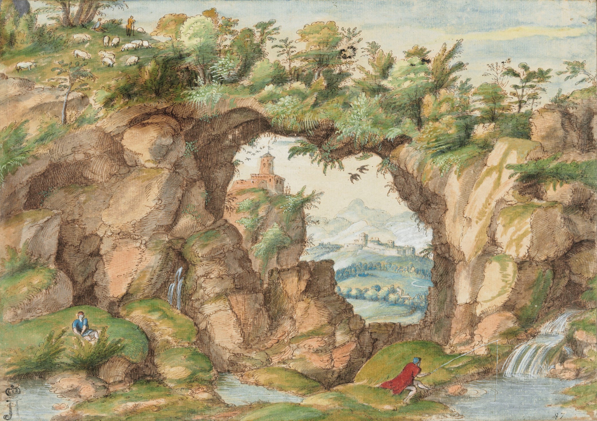 Gherardo Cibo (Genoa 1512-1597 Rocca Contrada), A rocky arch with ...
